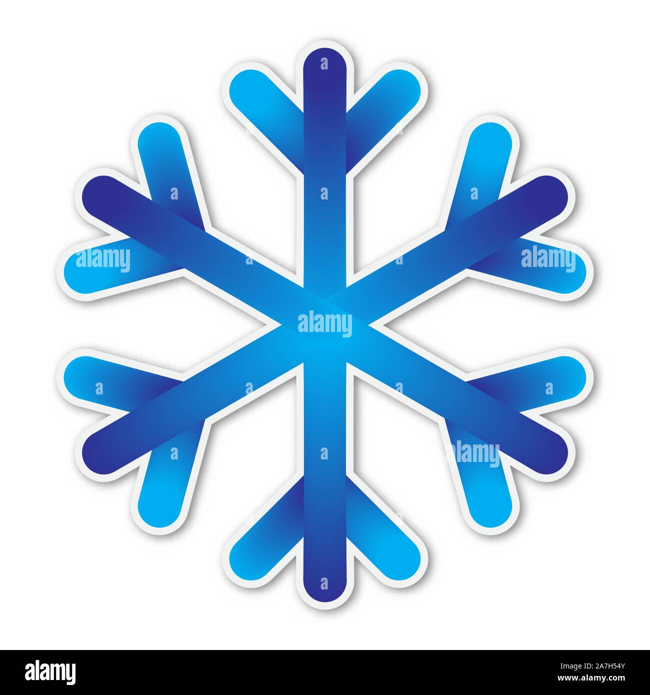Vector Snowflake icon. Paper sticker with shadow. Blue Snowflake ...