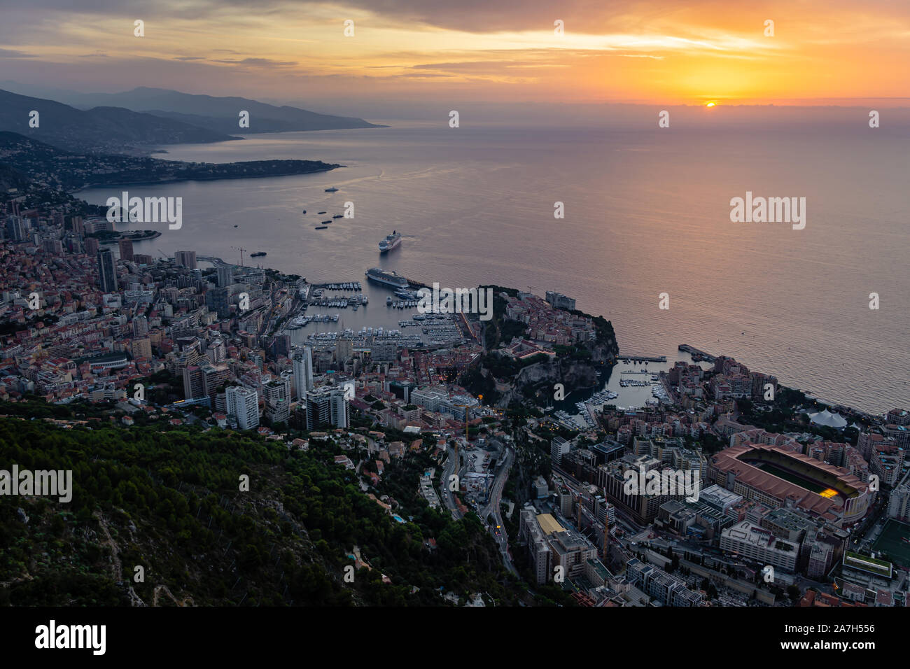 Monaco viewed from above at Sunrise Stock Photo - Alamy