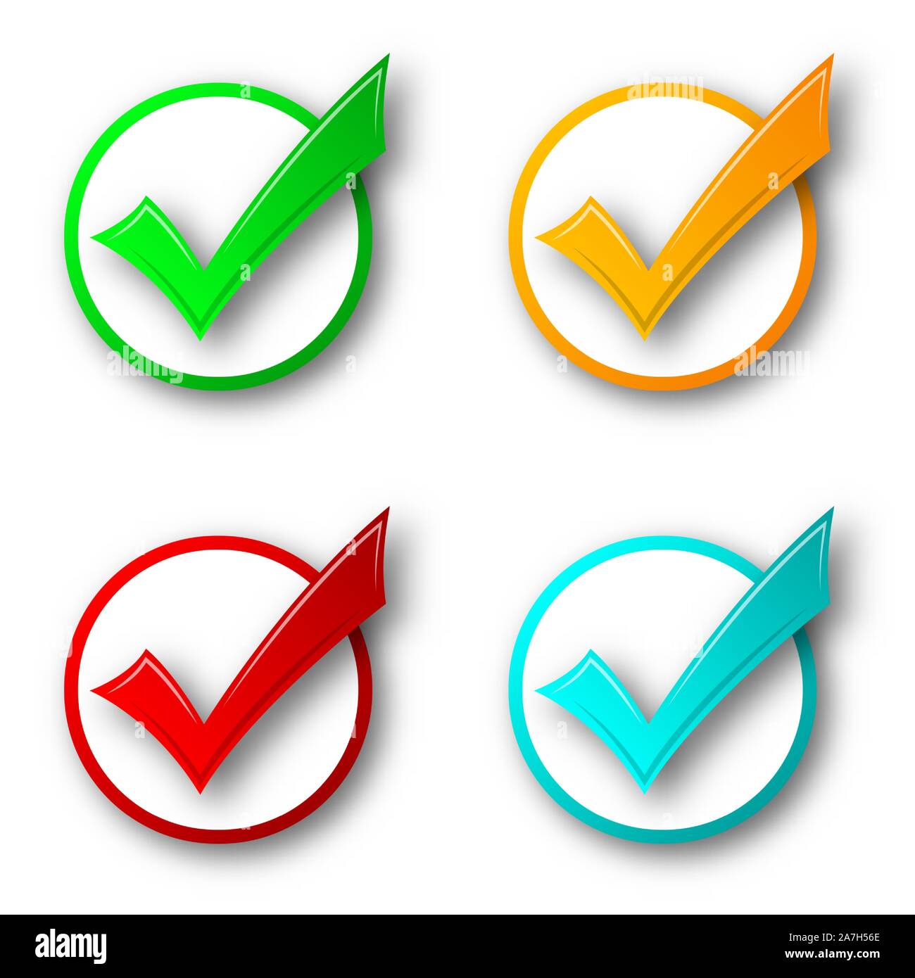 Set of vector Check marks isolated. Colored approved symbols. Abstract ...