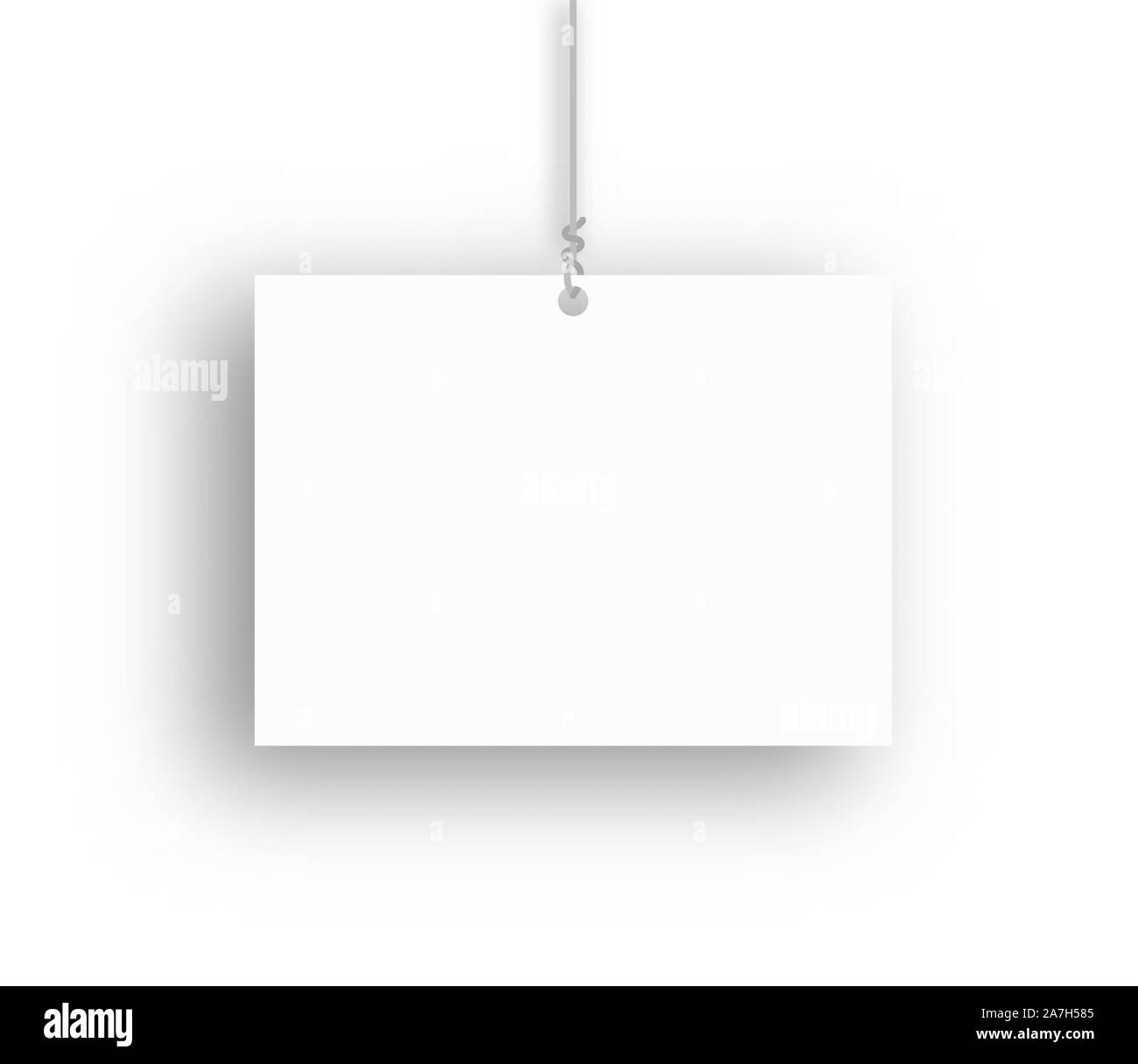 Blank hanging poster. Vector illustration. Empty poster with shadow ...
