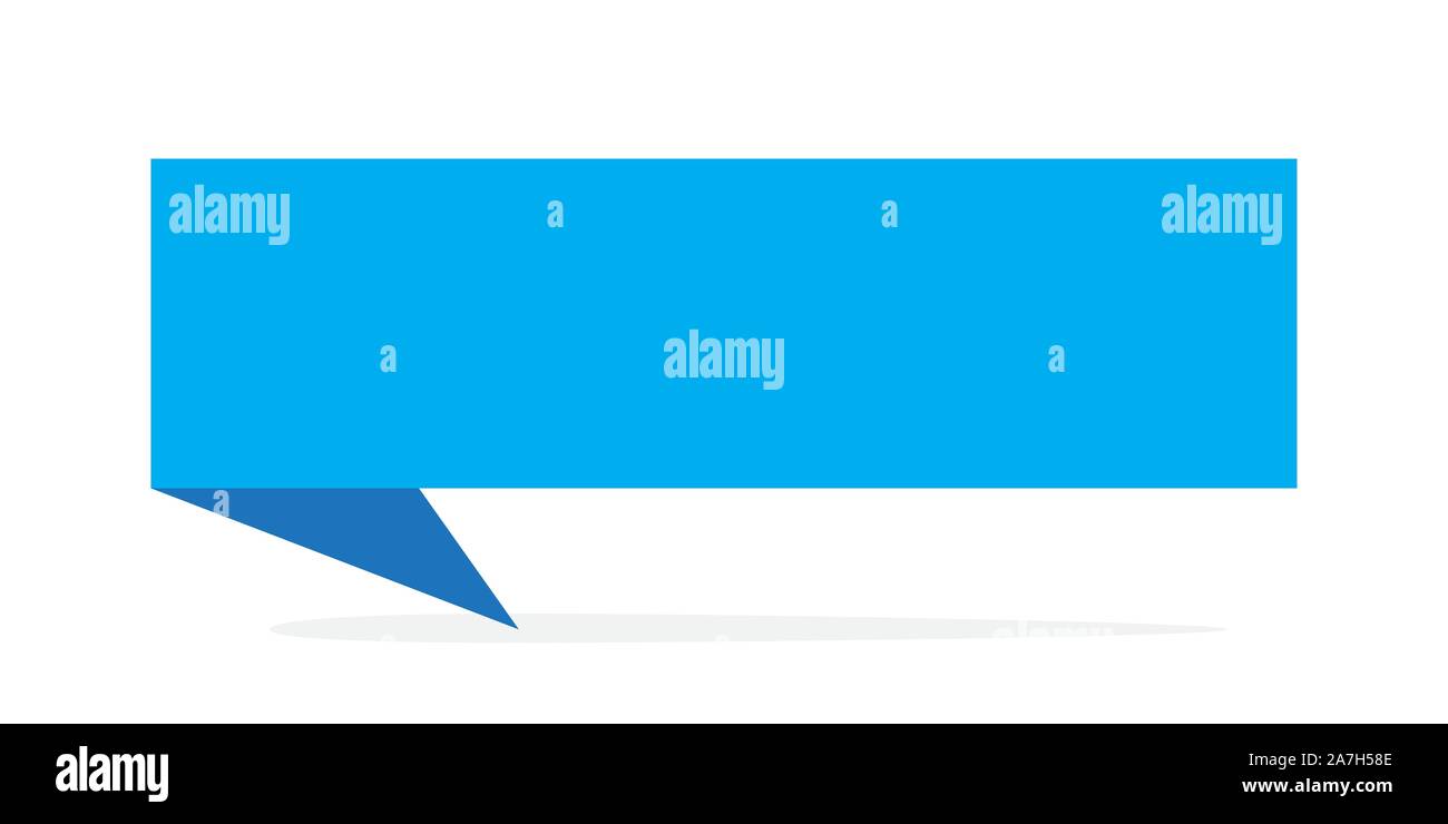 Vector paper origami banner in flat design. Blue vector origami label ...