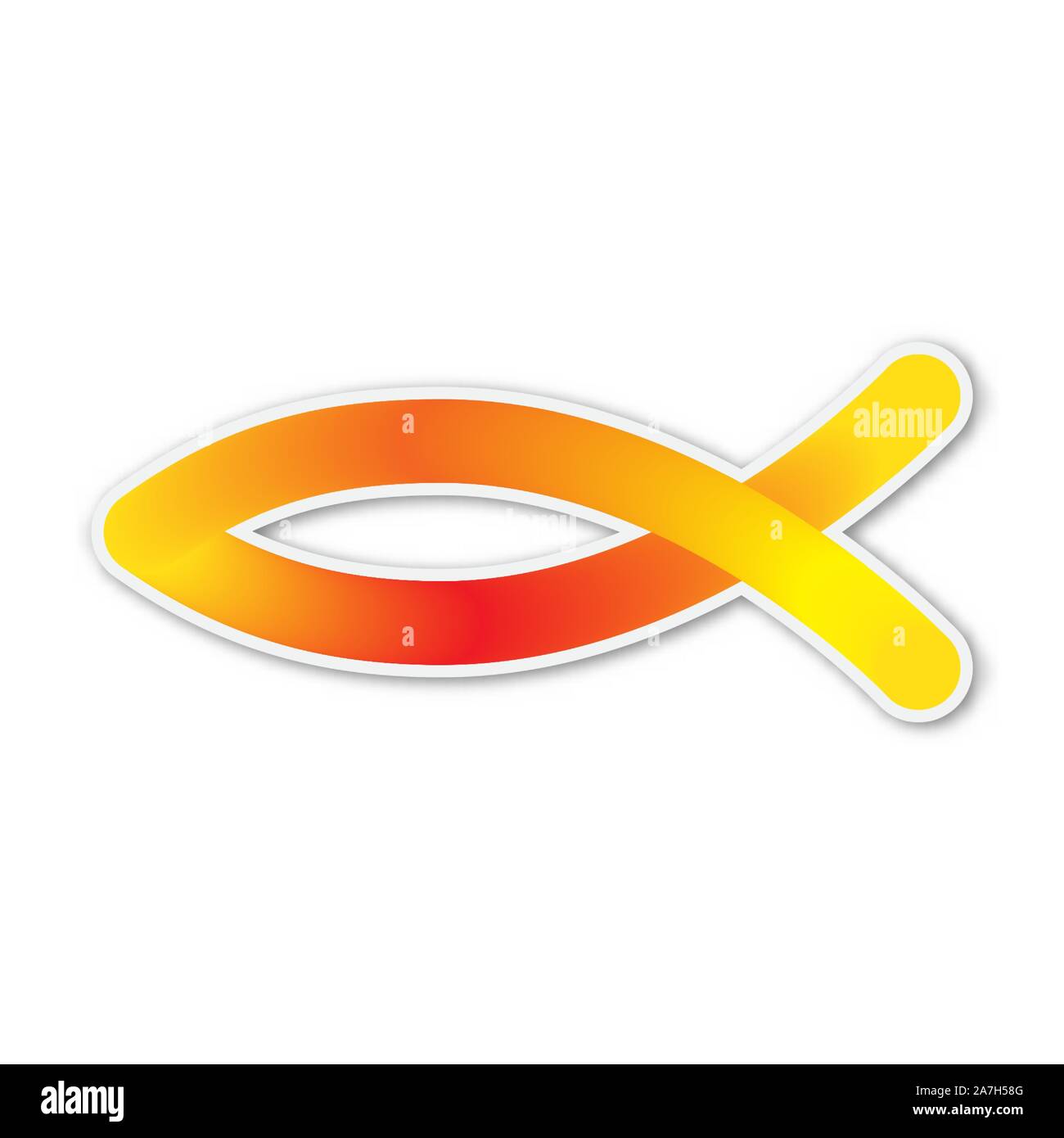 Vector christian fish icon. Paper sticker isolated. Religion symbol ...