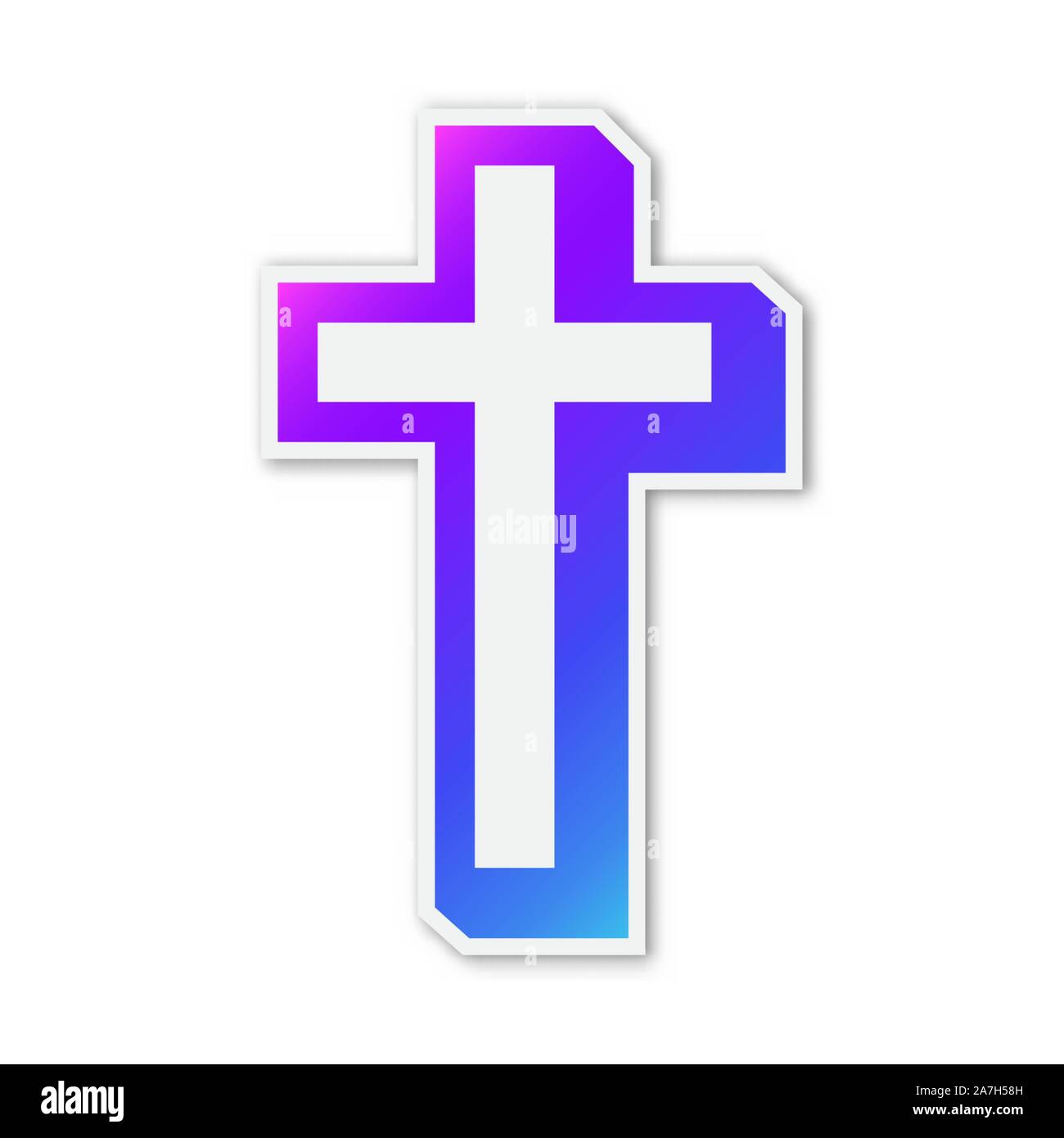Vector christian Cross icon. Paper sticker with shadow. Colorful ...