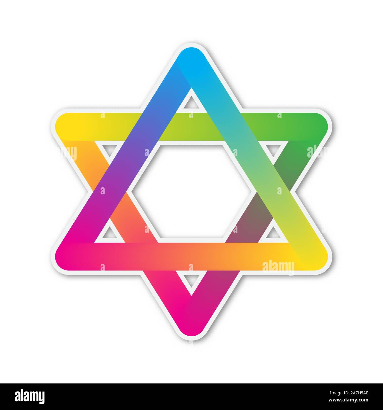 Vector Star of David icon. Paper sticker with shadow. Colorful Star of ...