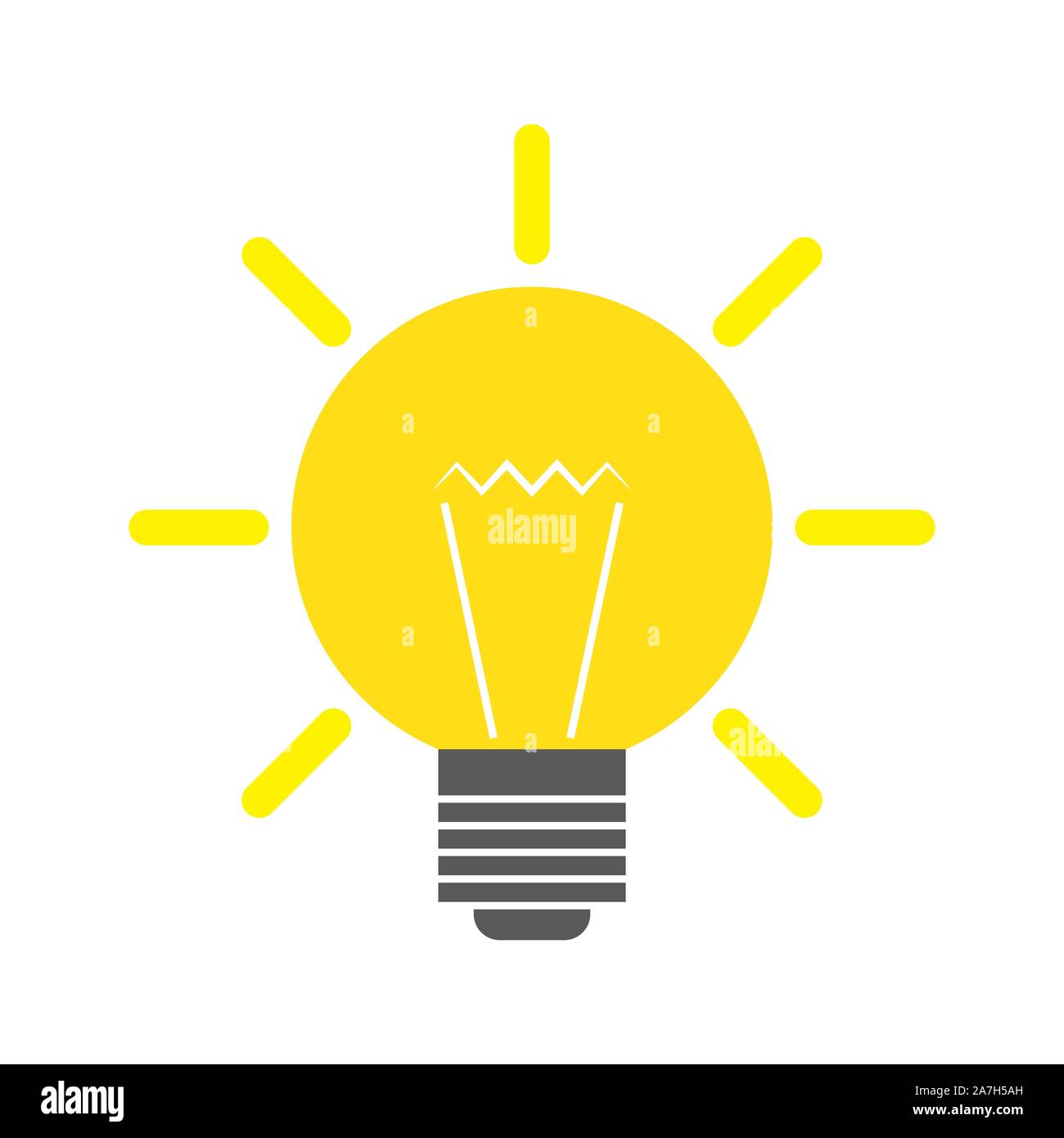 Vector light bulb icon. Yellow Lamp in flat design. Vector icon ...