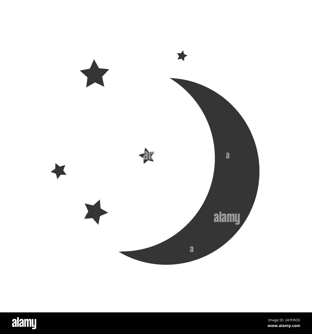 Vector Moon icon. Black moon and stars in flat design. Symbol of night ...