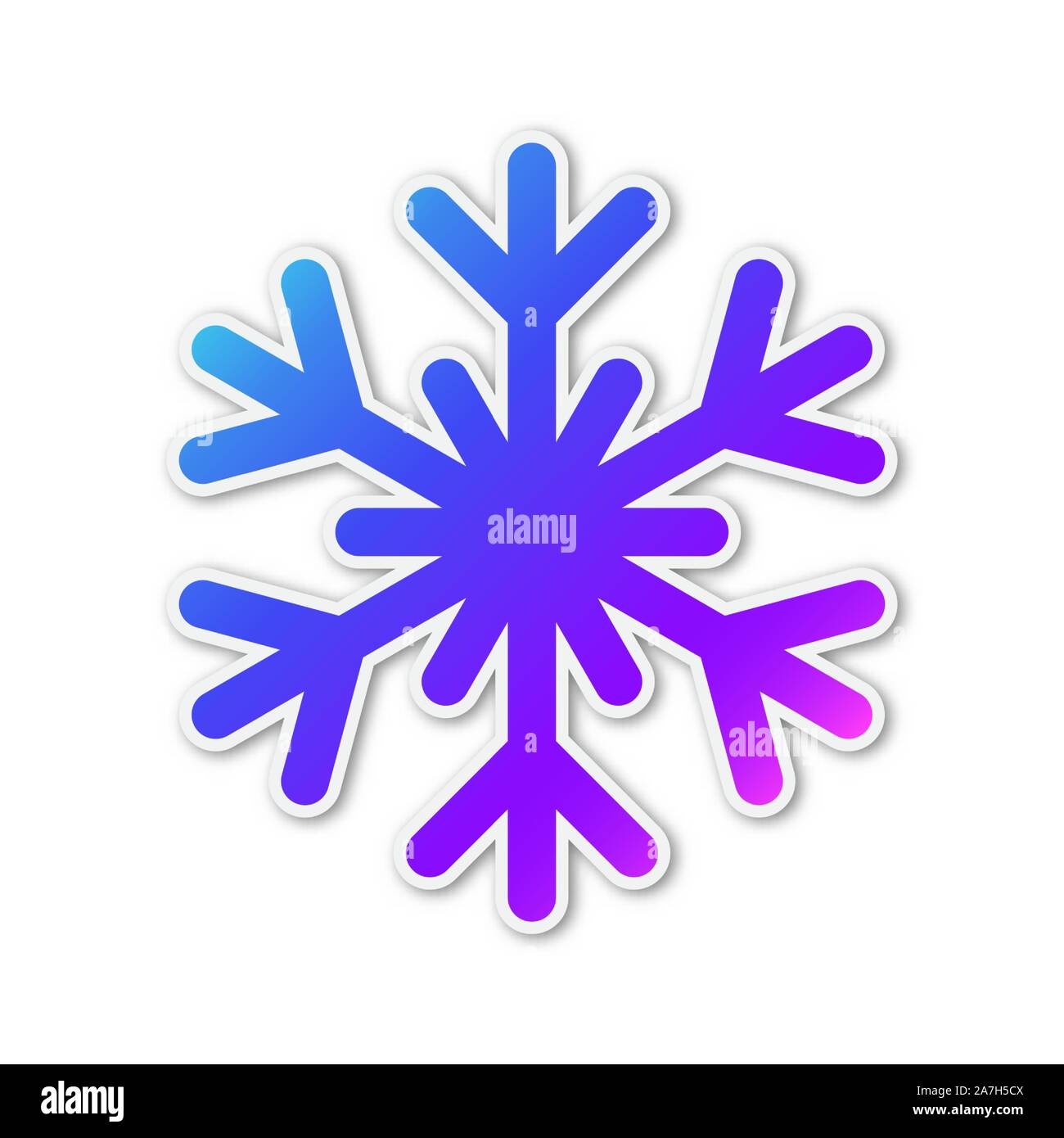 Vector Snowflake icon. Paper sticker with shadow. Blue Snowflake ...