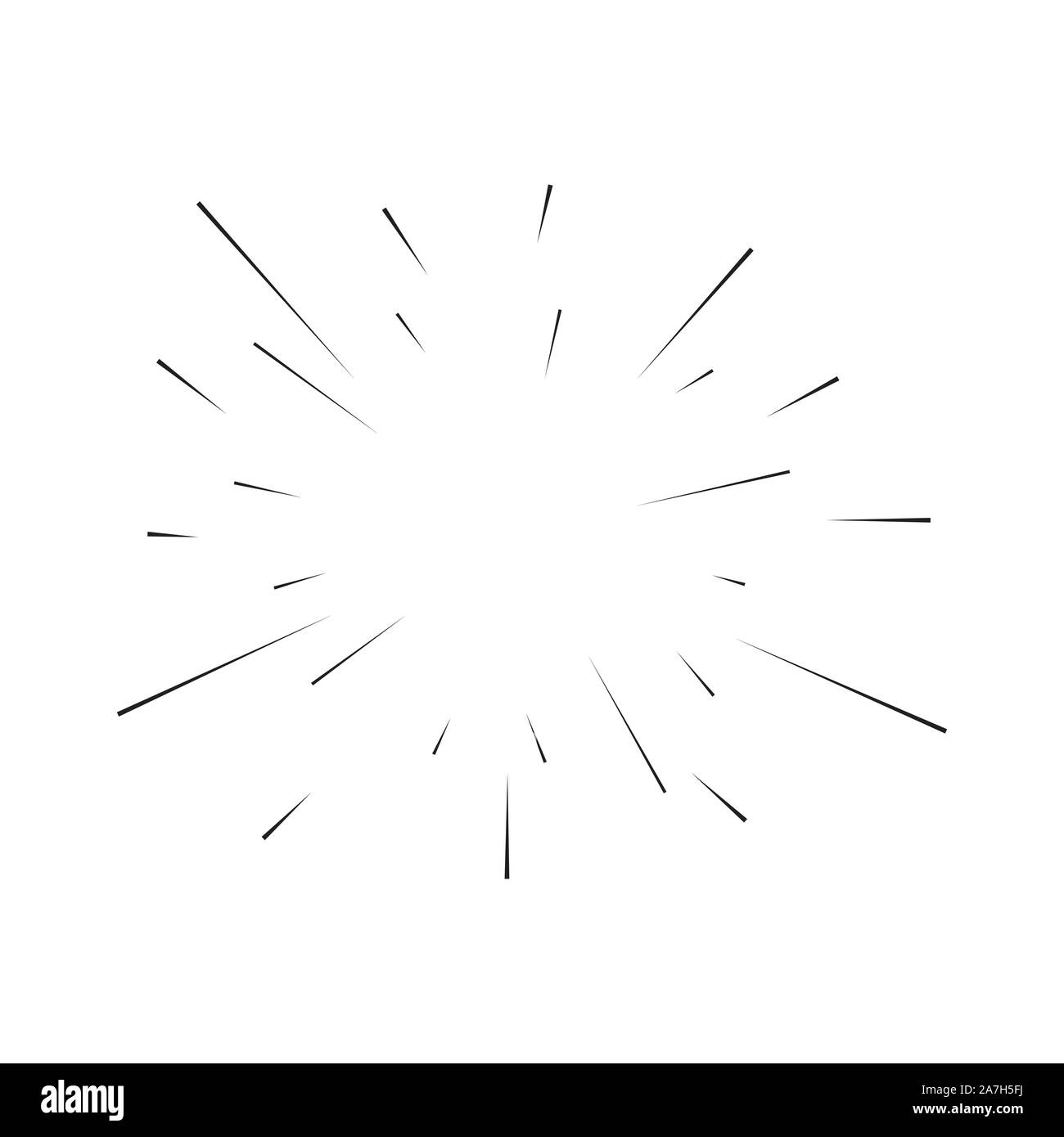 Vector rays, sun rays or sunburst. Design elements in linear style ...