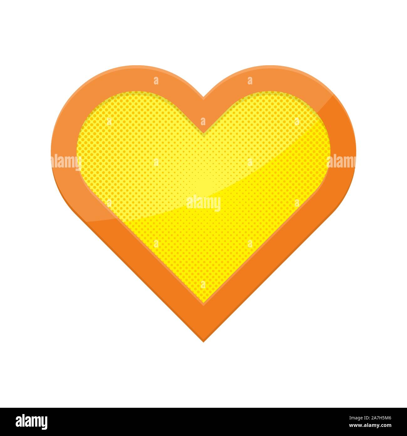 Vector Heart icon isolated. Yellow bright Heart icon. Dotted Heart in ...