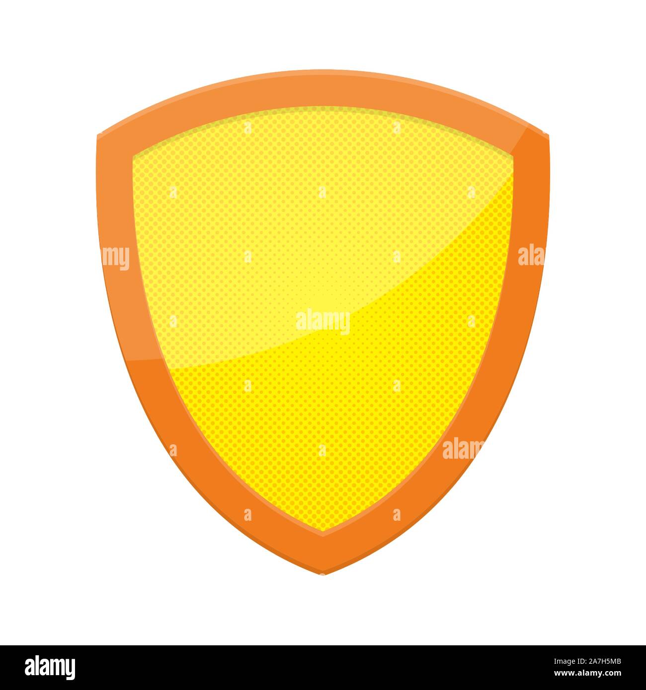 Vector Shield icon isolated. Yellow bright Shield icon. Dotted Shield ...