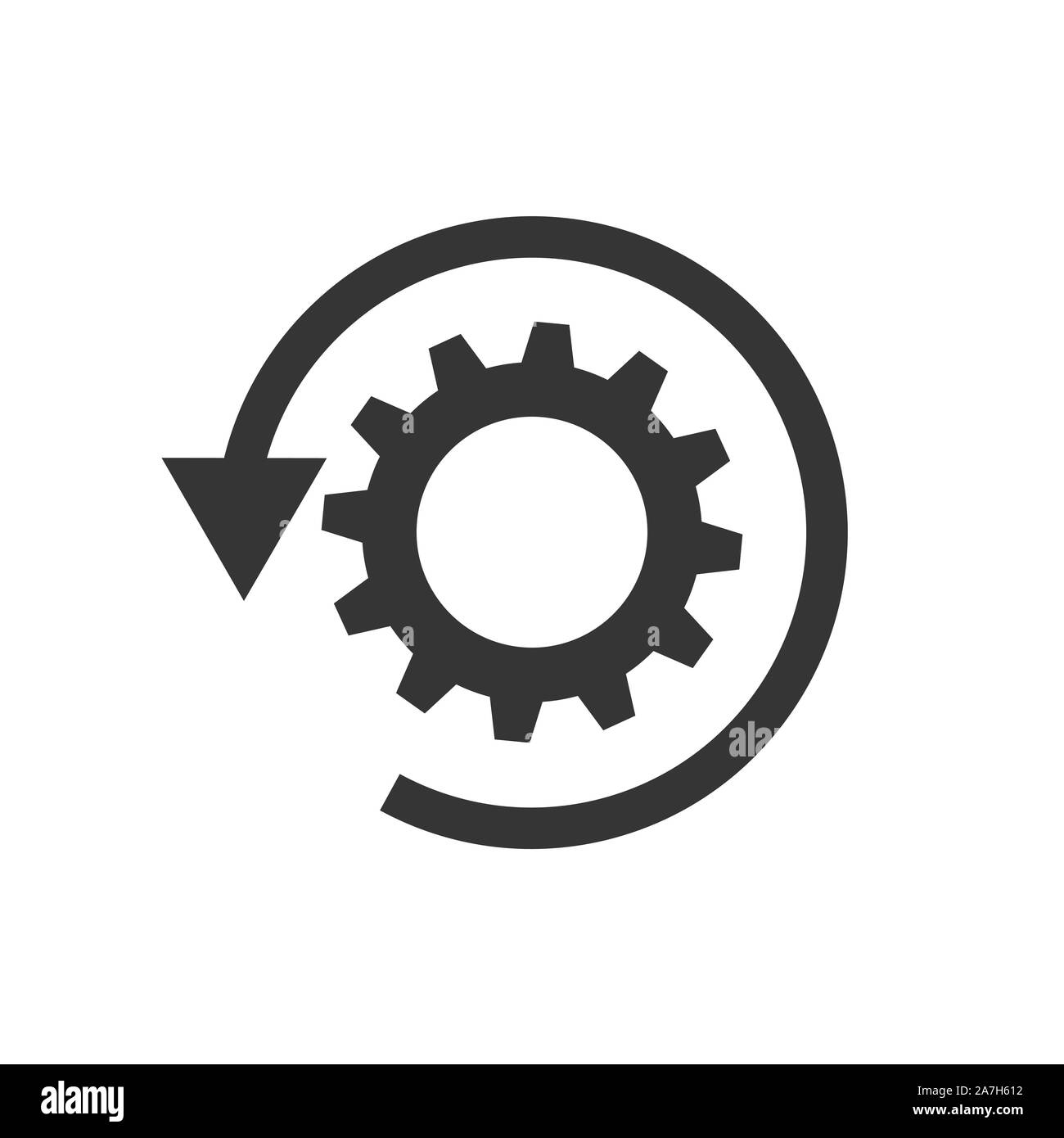 Vector gear reload icon with arrow. Workflow process icon isolated ...