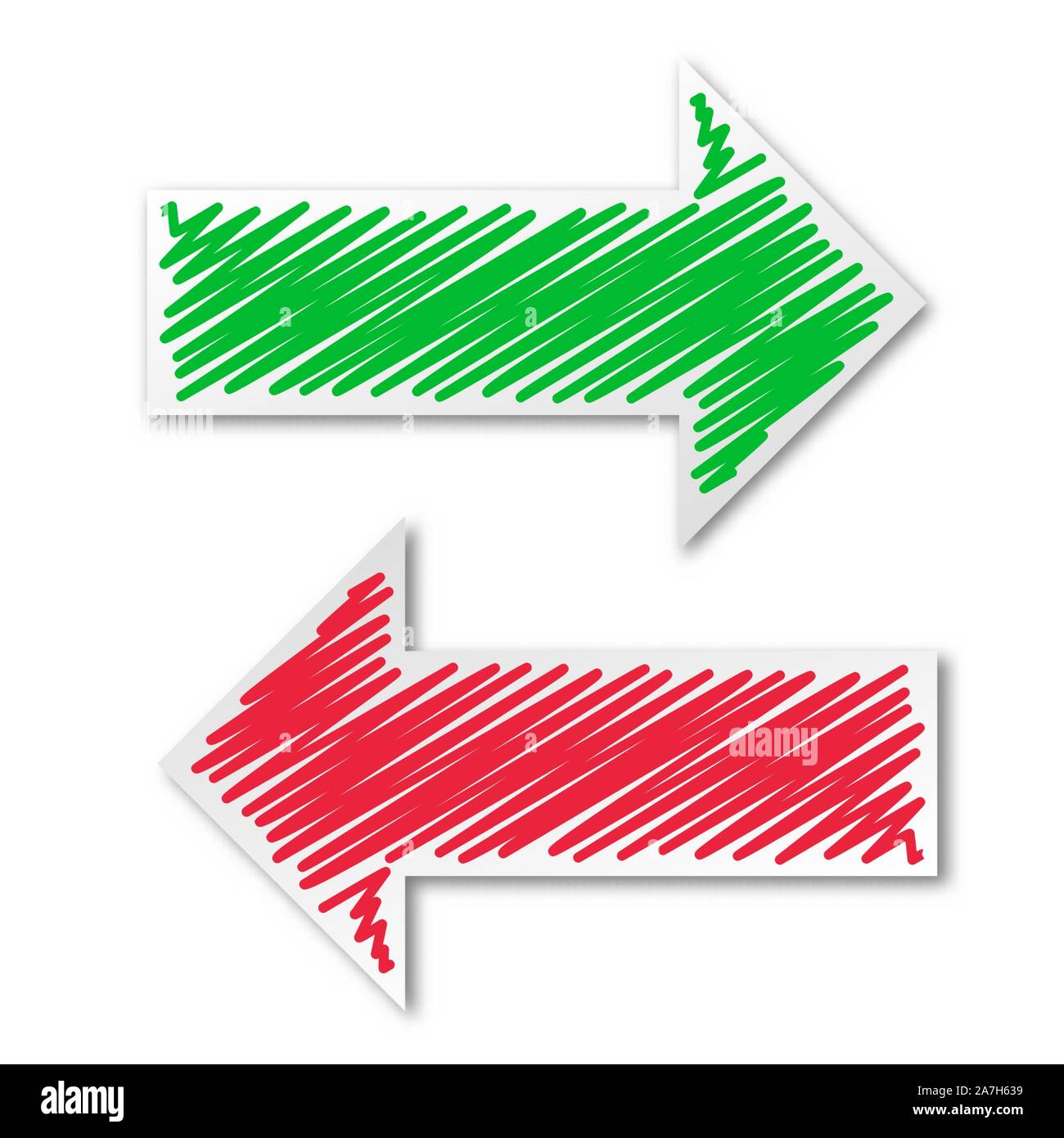 Vector arrows. Green and red scribble arrows. Abstract arrows isolated ...