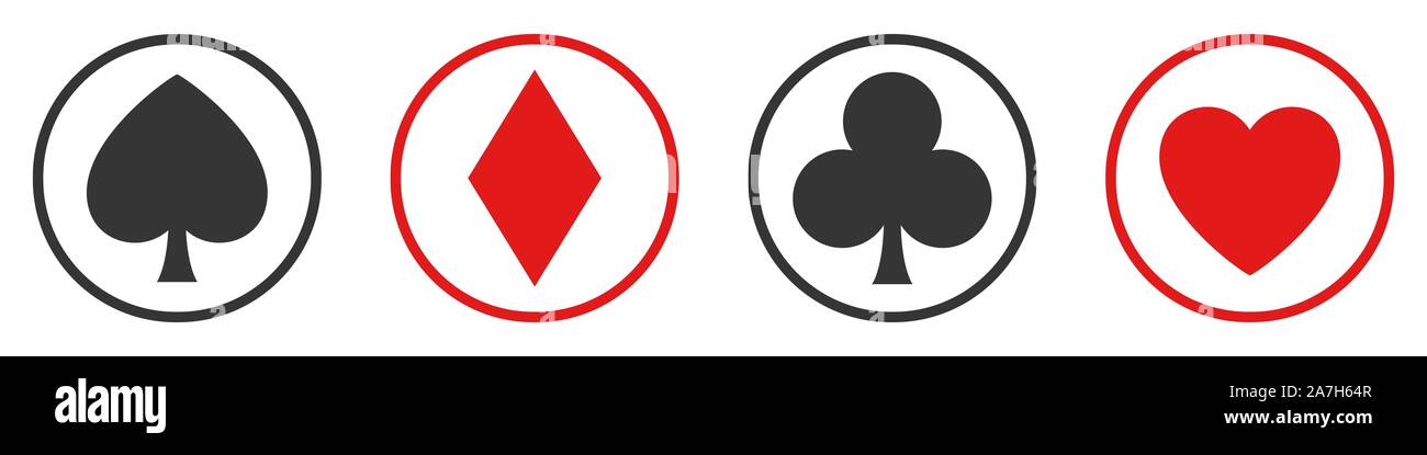 Vector playing cards signs in a circle. Set of symbols playing card ...