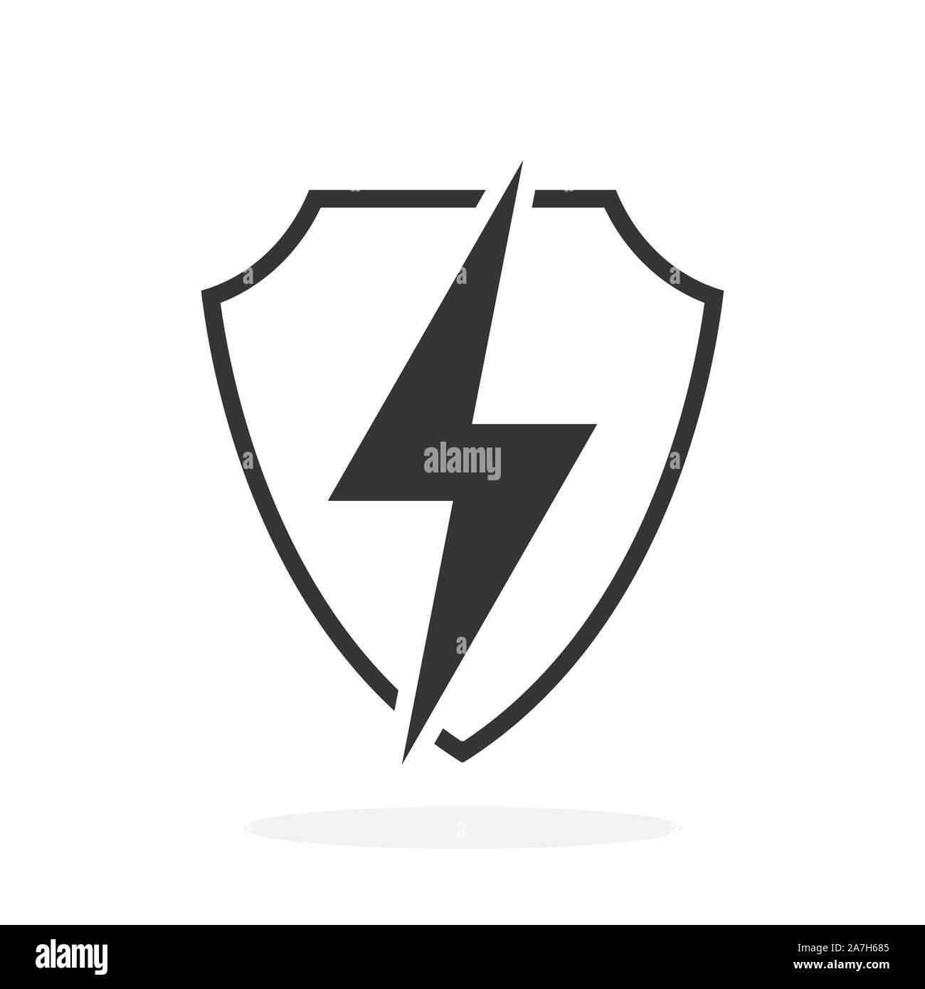 Shield with lightning - vector icon. Security Shield icon in flat style ...
