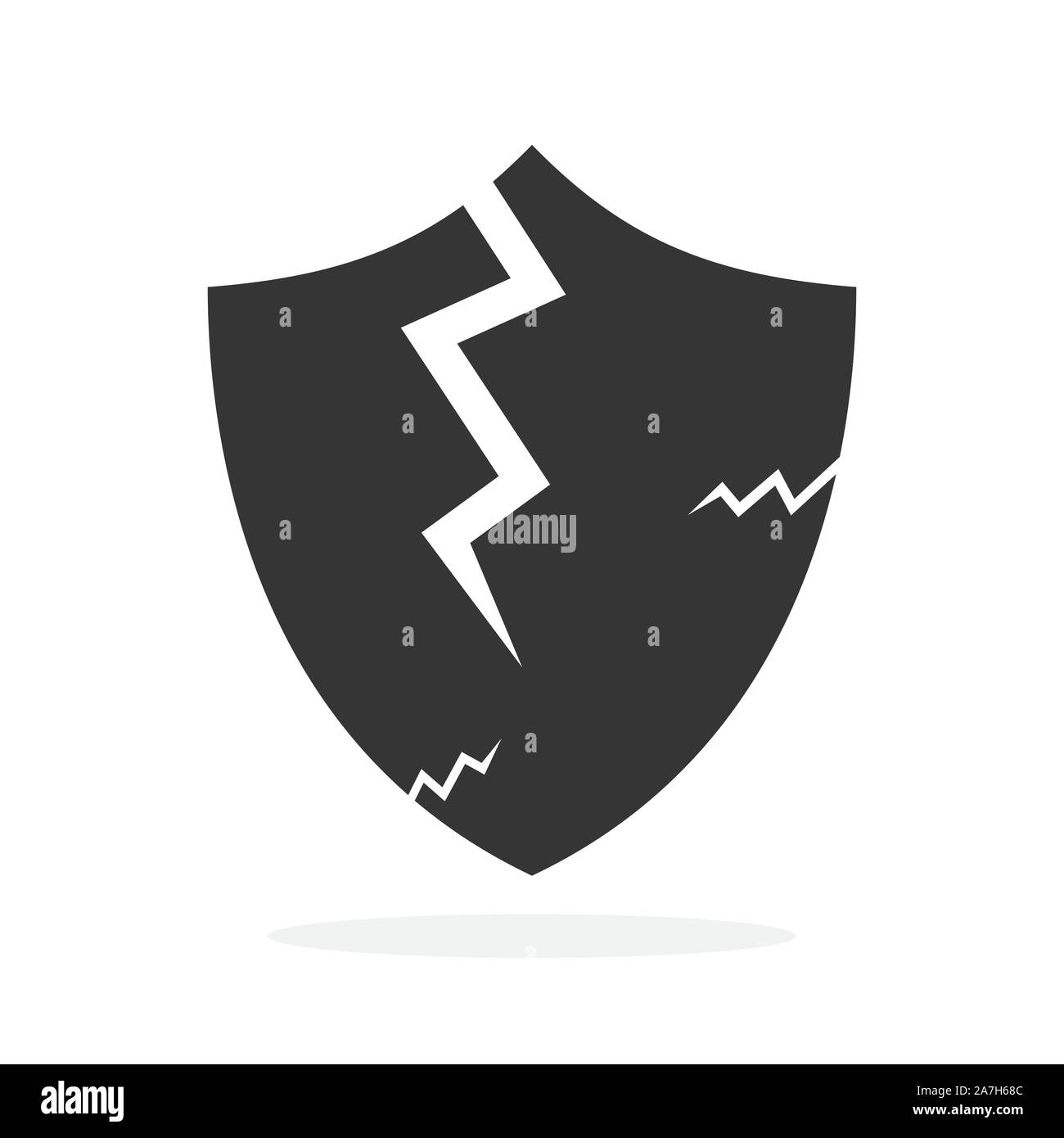 Broken Shield icon - vector. Security Shield icon in flat style ...