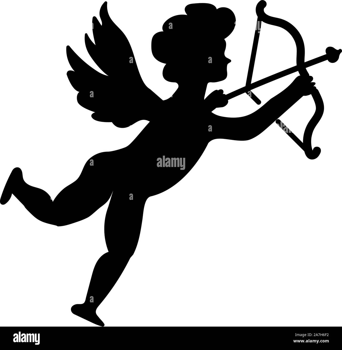 Cupid with bow and arrow in flat style vector illustration isolated on ...