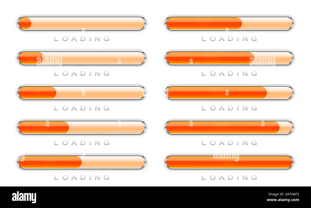 Set of vector loading icons. Color progress loading bar isolated ...