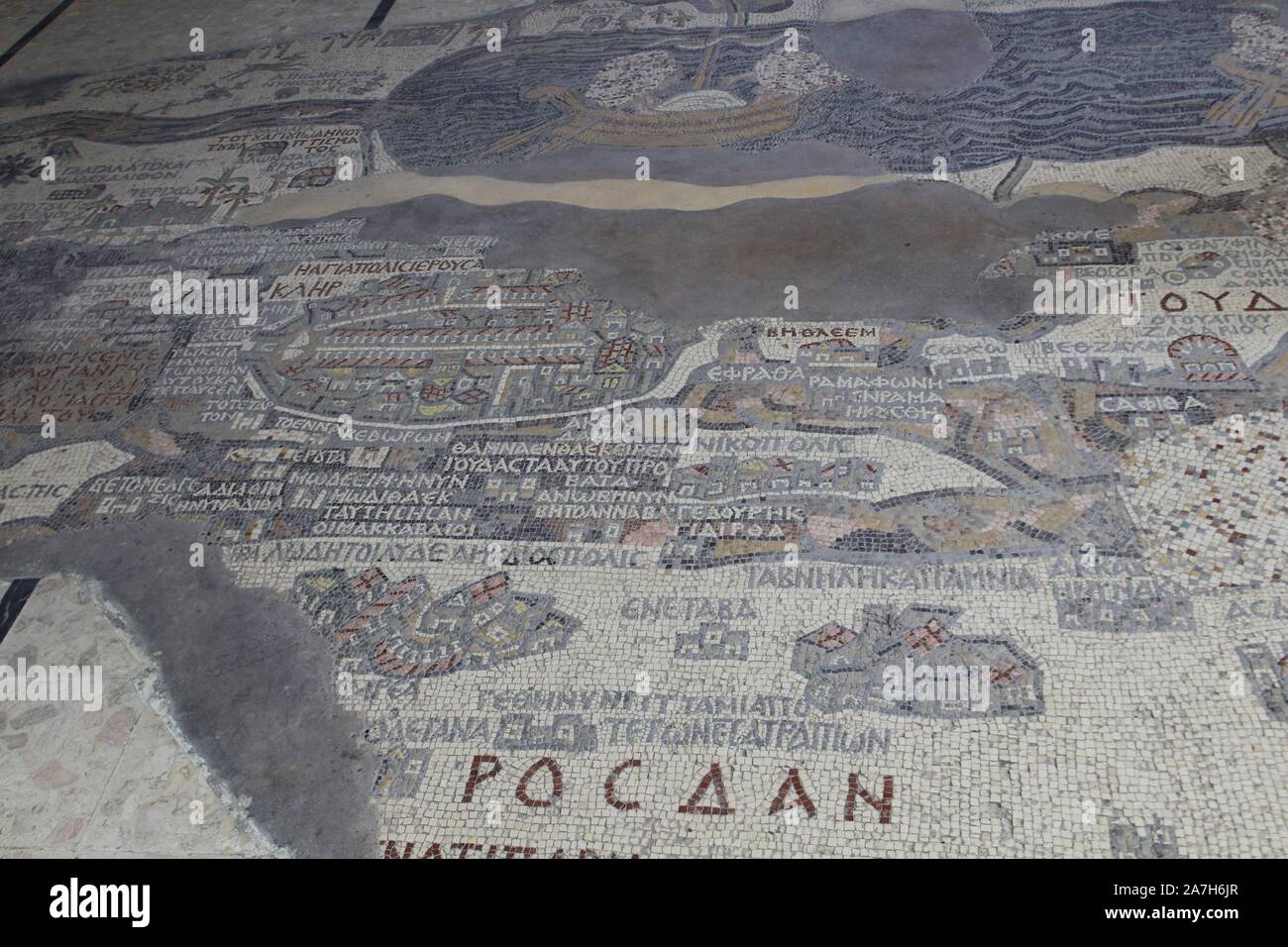 JORDANIA. MADABA. MAPA DE MADABA O MOSAICO DE MADABA. EL MOSICO ES LA ...