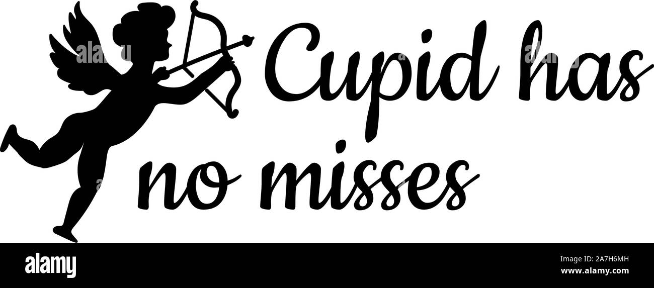 Cupid and the words Cupid has no misses in flat style vector ...