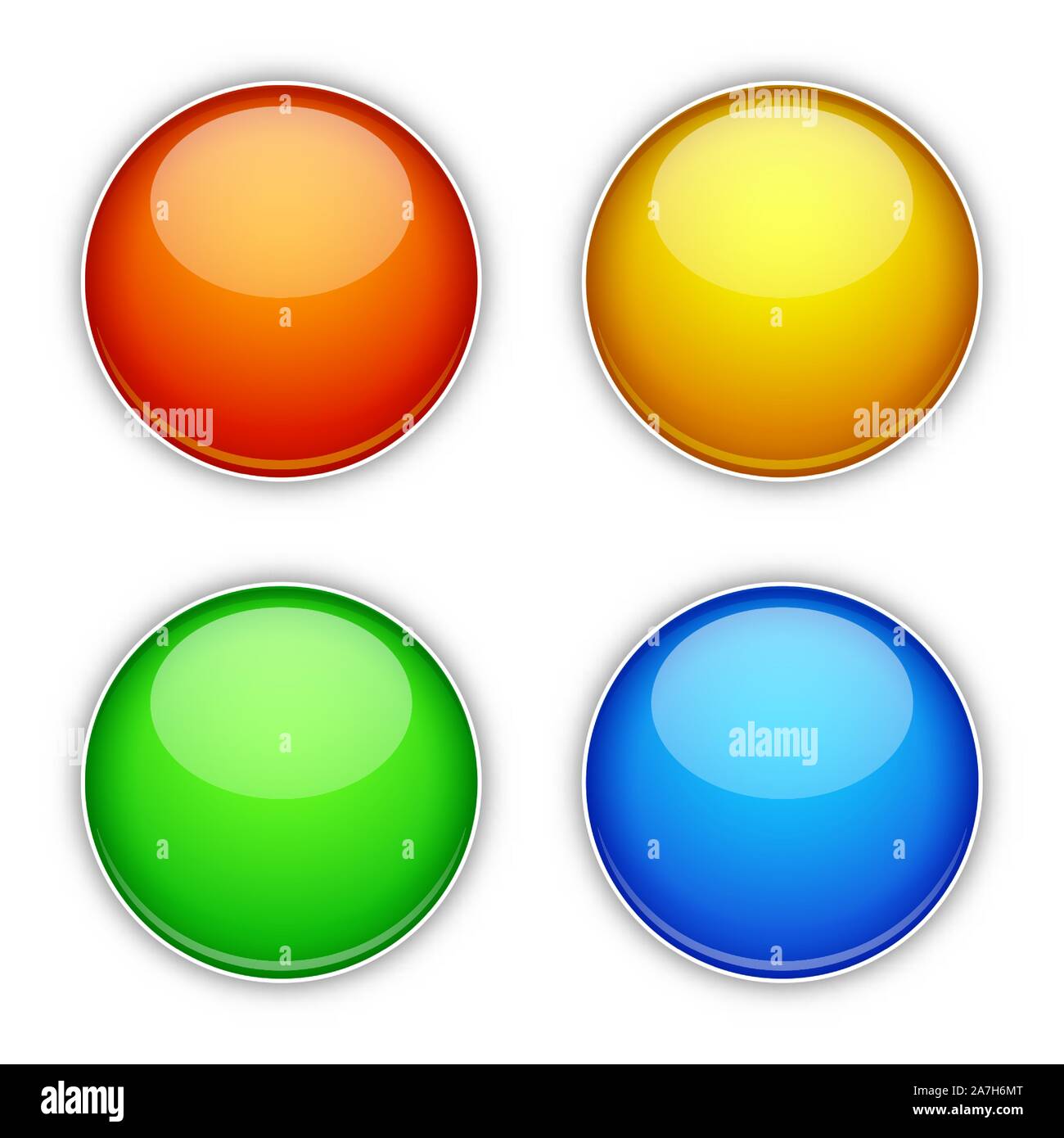 Set of vector glossy balls. Glass spheres isolated. Colored bright ...