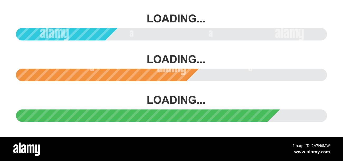 Set of vector loading icons. Flat progress loading bar isolated. Download sign. Vector loading ...