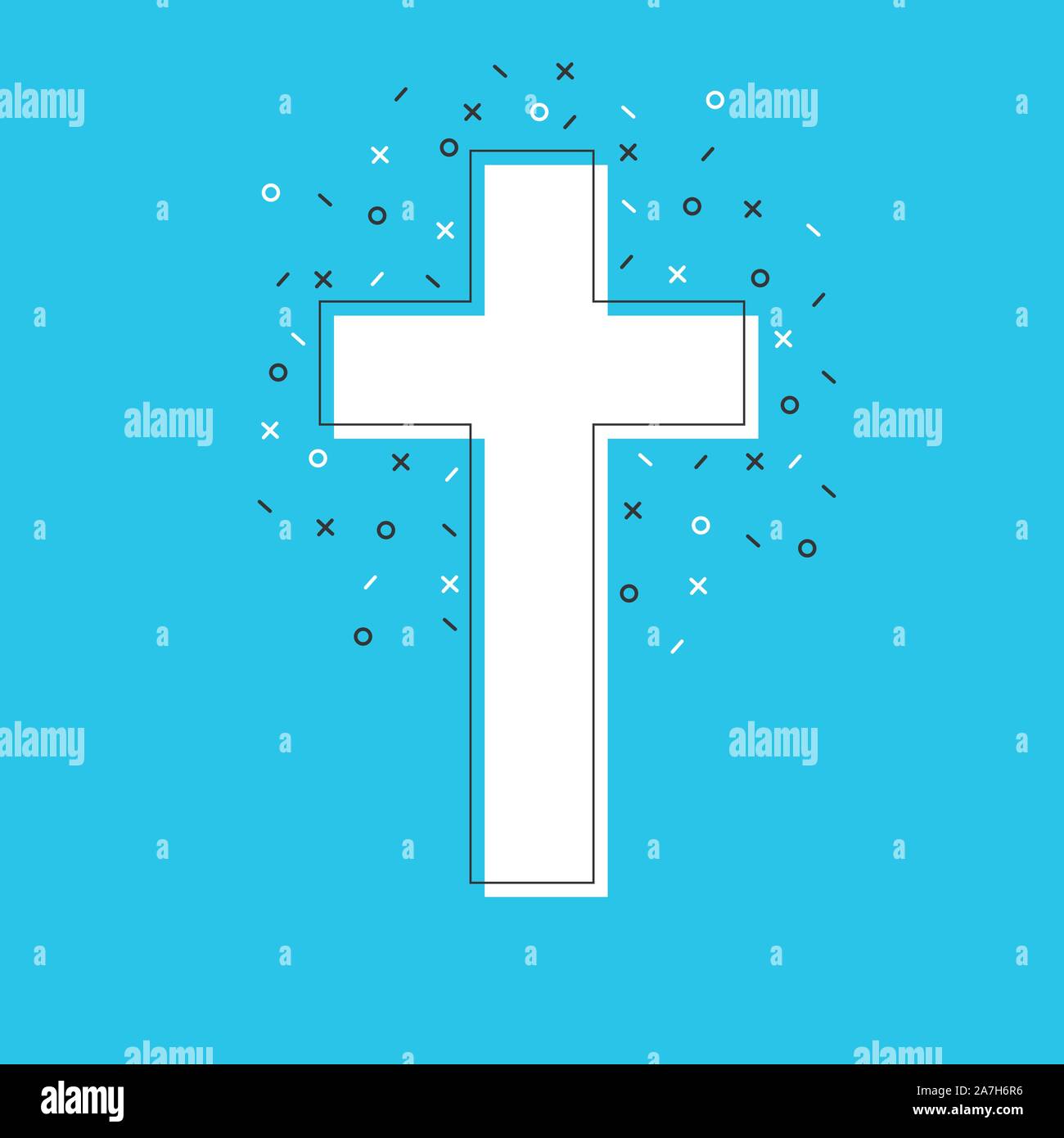 Abstract cute christian cross. Vector Christian Cross icon. Flat ...