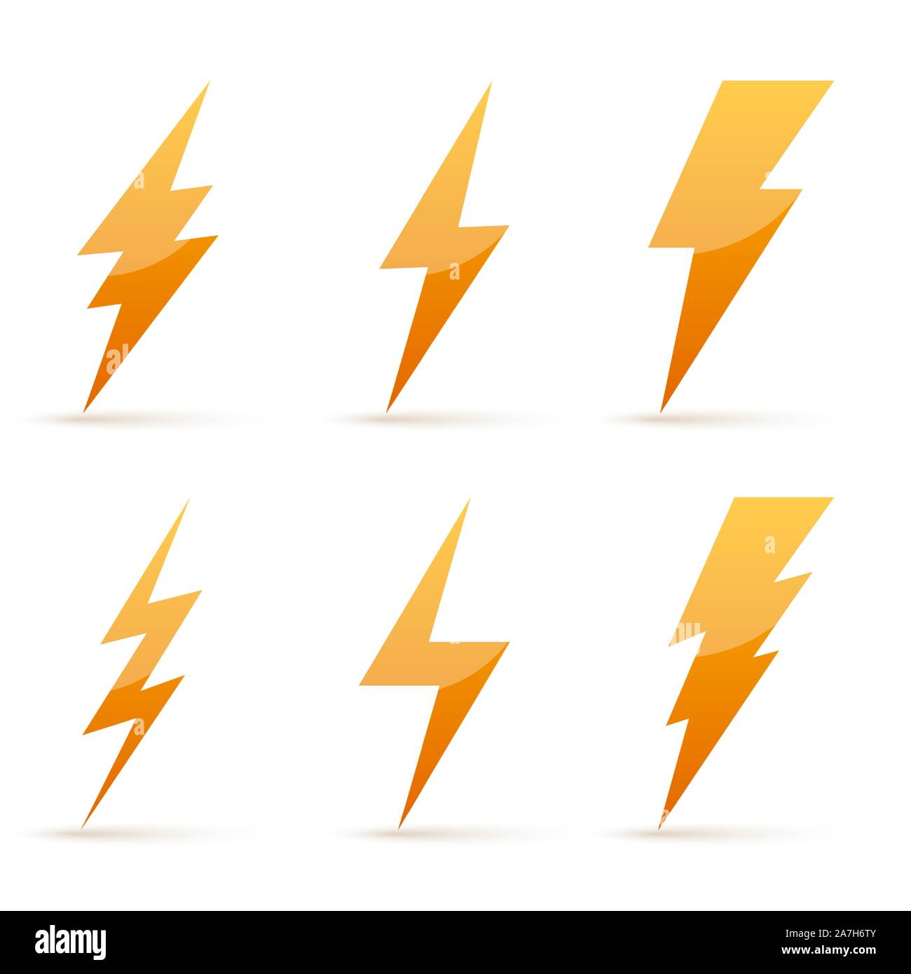 Big set of Lightning icons. Vector lightnings. Yellow electric power ...
