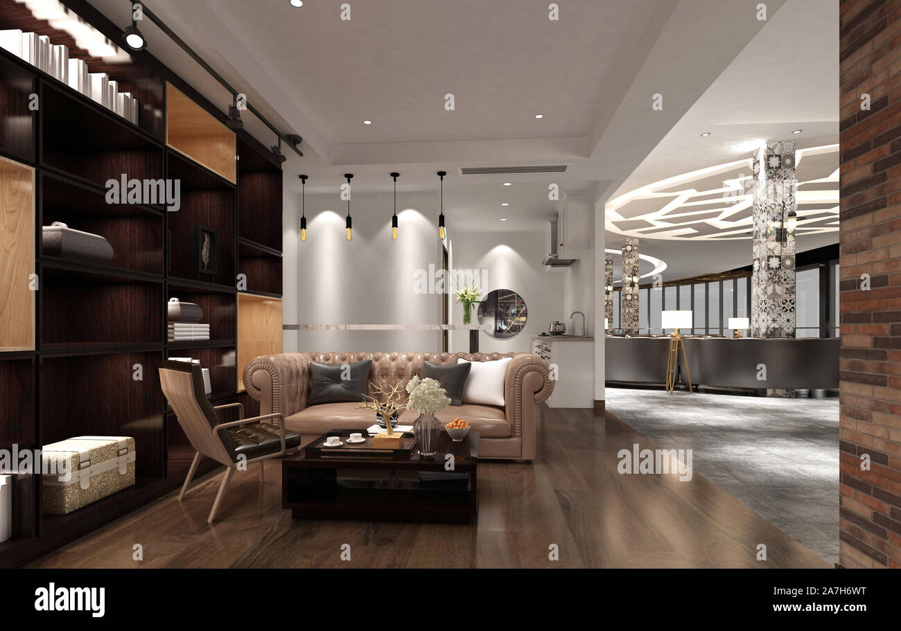 3d render of modern working space Stock Photo - Alamy