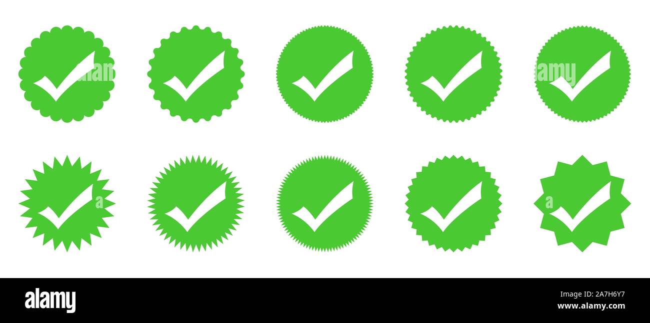 Set of Check marks - vector. Green check marks isolated. Approved stamp ...