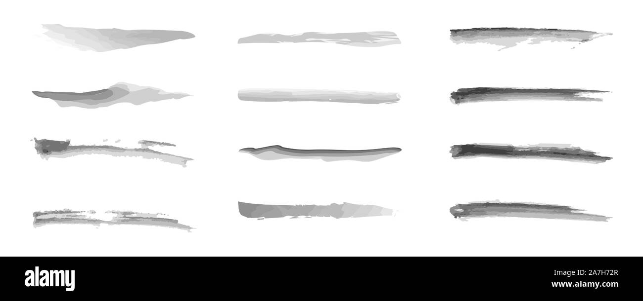 Set of vector brush strokes. Samples of abstract brushes. Vector ...