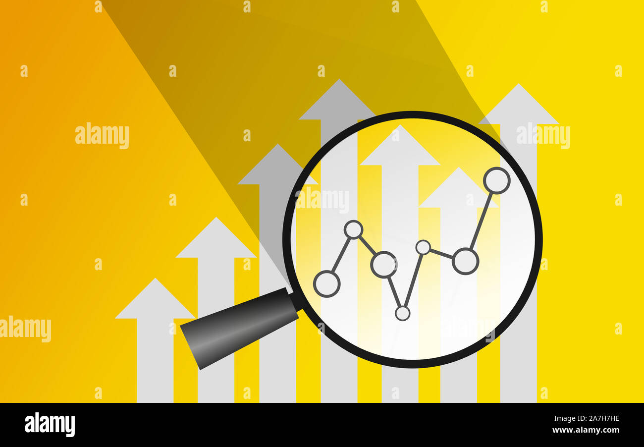 Business concept, magnifying glass for data analysis, 3D rendering ...