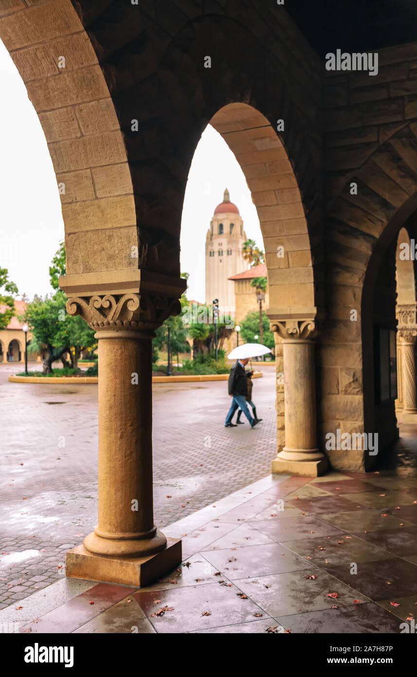Stanford University on a raining autumn day, Palo Alto, California ...