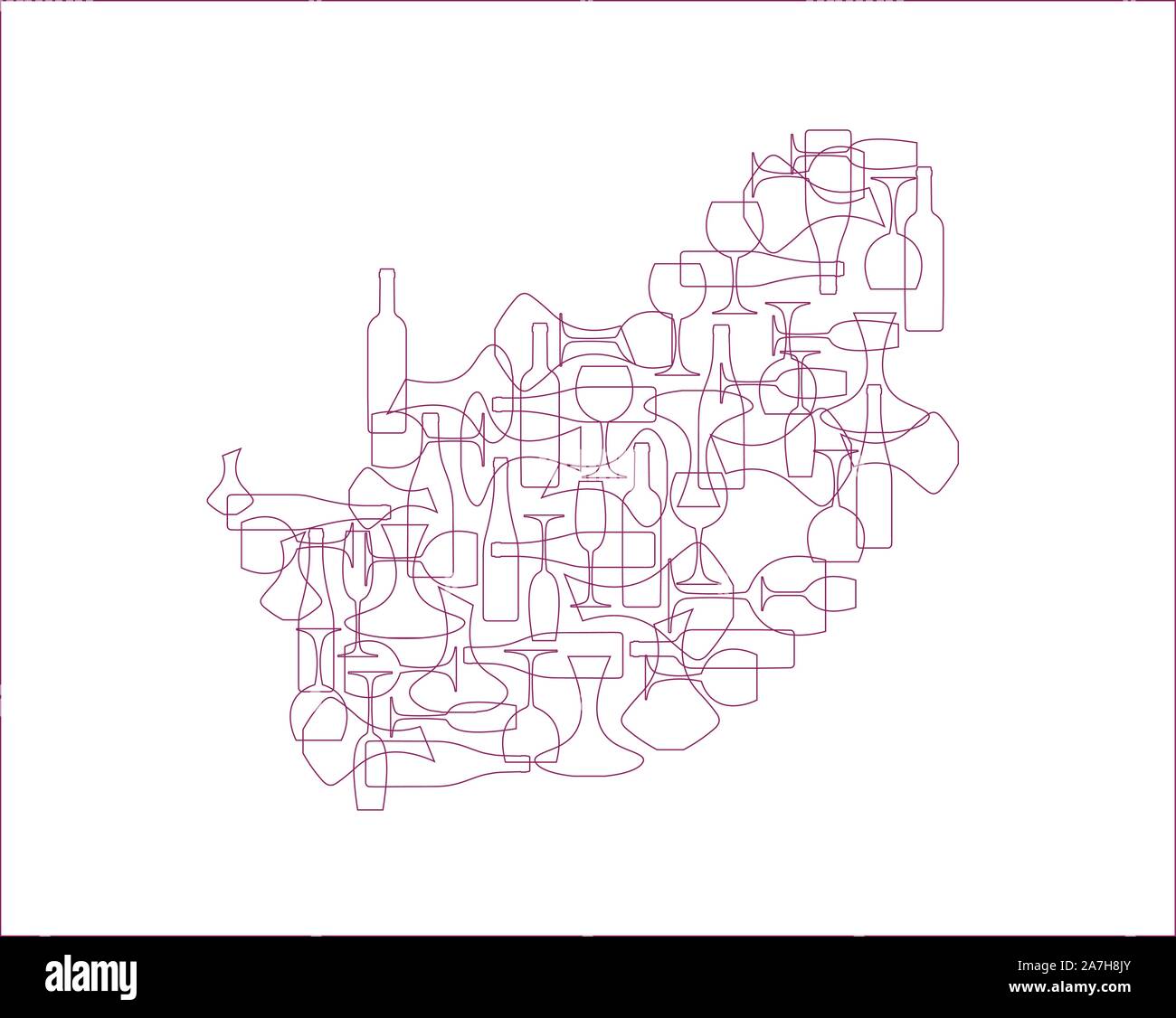 Countries winemakers - stylized maps from silhouettes of wine bottles ...