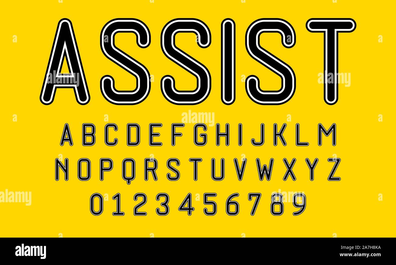 Set of alphabets font letters and numbers modern abstract design with ...
