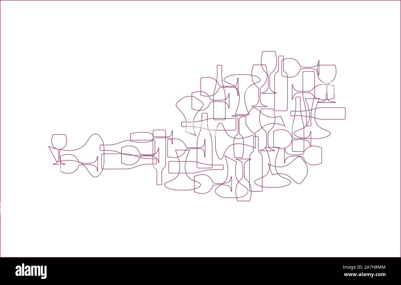 Countries winemakers - stylized maps from silhouettes of wine bottles ...