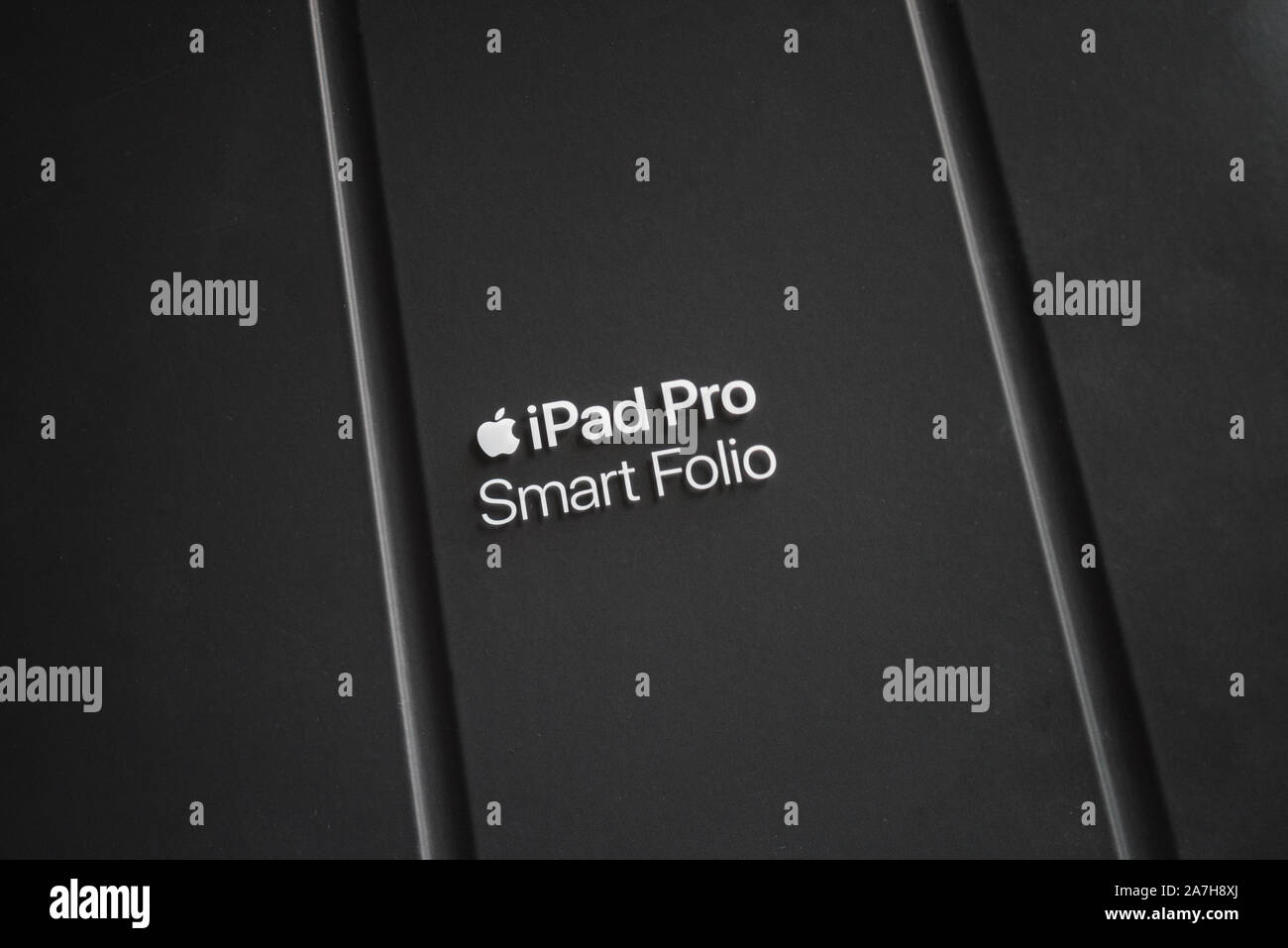 Paris, France - Feb 12, 2019: package box before unboxing of new iPad ...