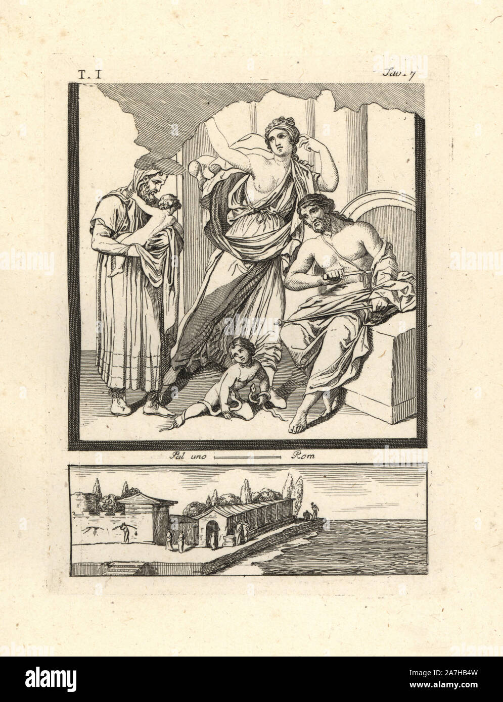 The painting shows Hercules as a baby killing two snakes with his bare ...