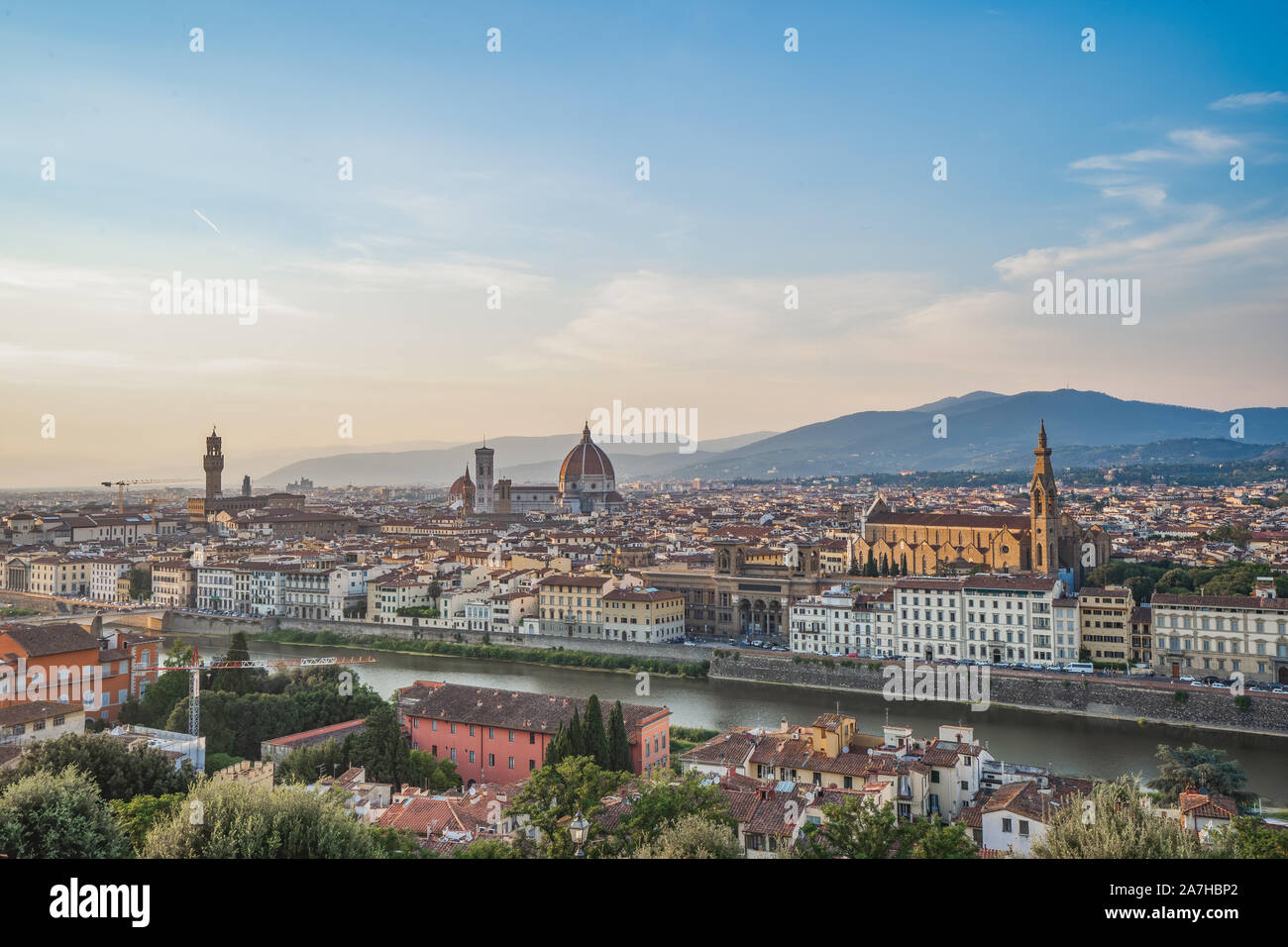 Sunset view of Florence city skyline from Piazza Michelangelo Stock ...