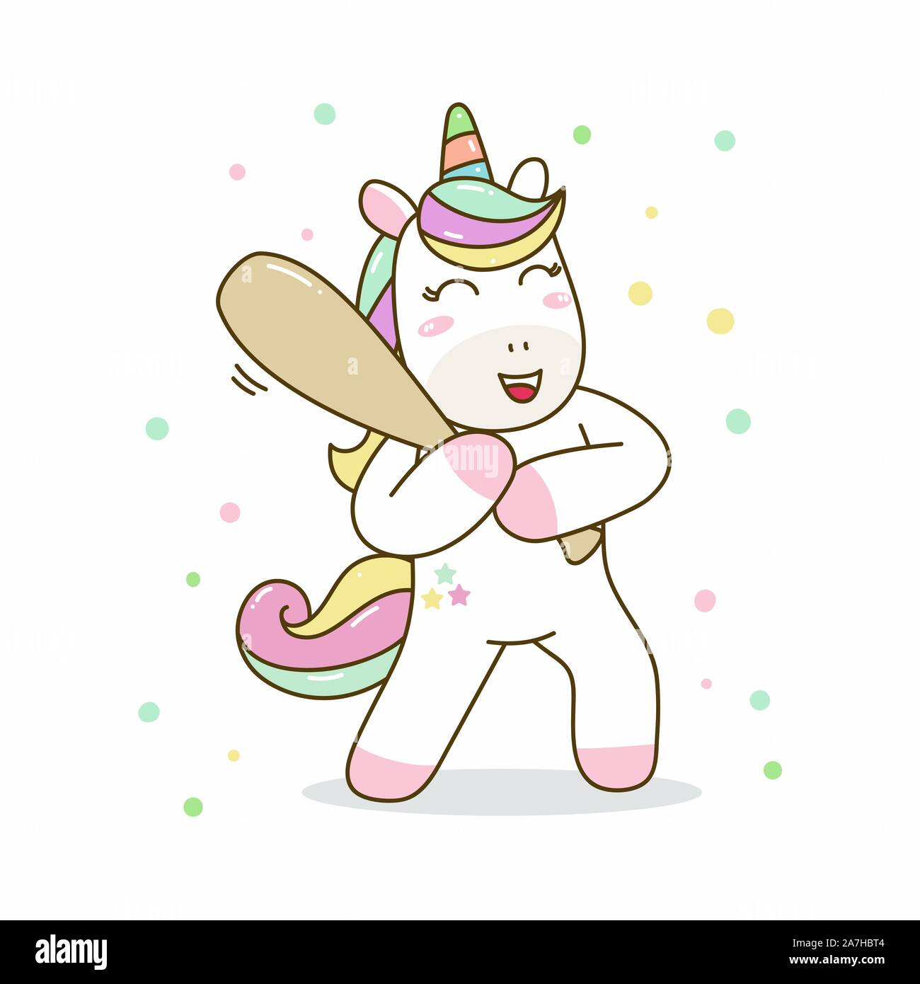 Unicorn hold the stick baseball. vector illustration ready for print ...