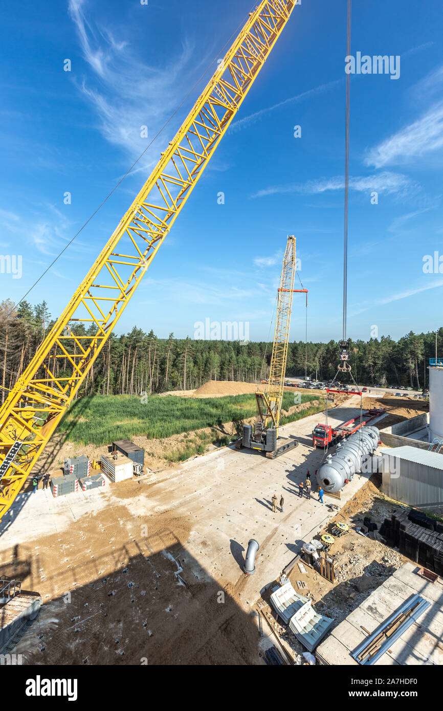 MOSCOW, RUSSIA, 08.2018: The construction of an oil refinery, near ...