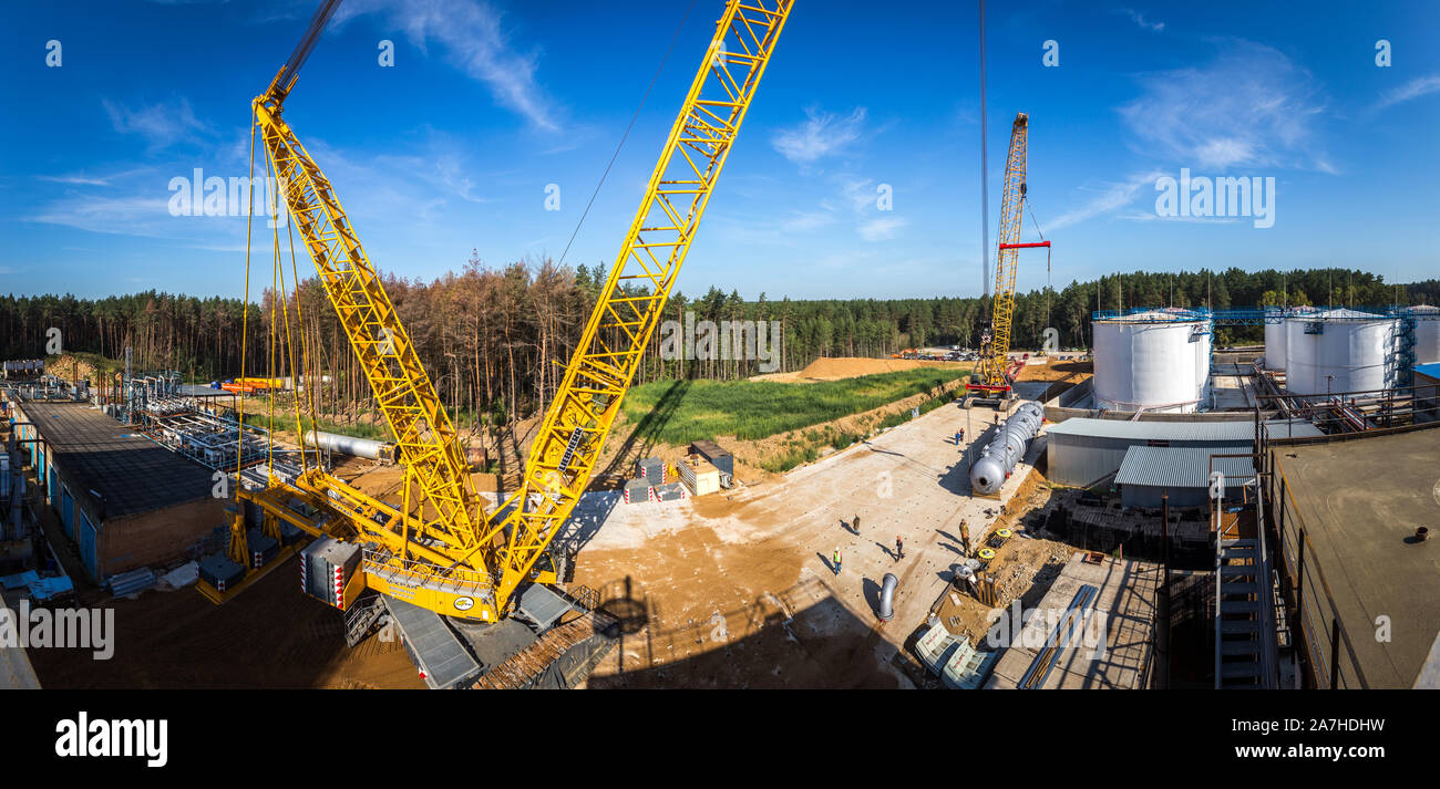 MOSCOW, RUSSIA, 08.2018: The construction of an oil refinery, near ...