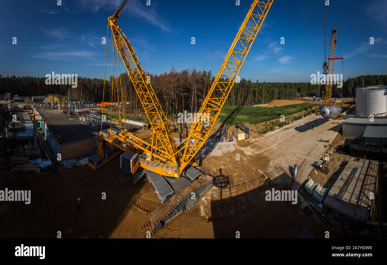 MOSCOW, RUSSIA, 08.2018: The construction of an oil refinery, near ...