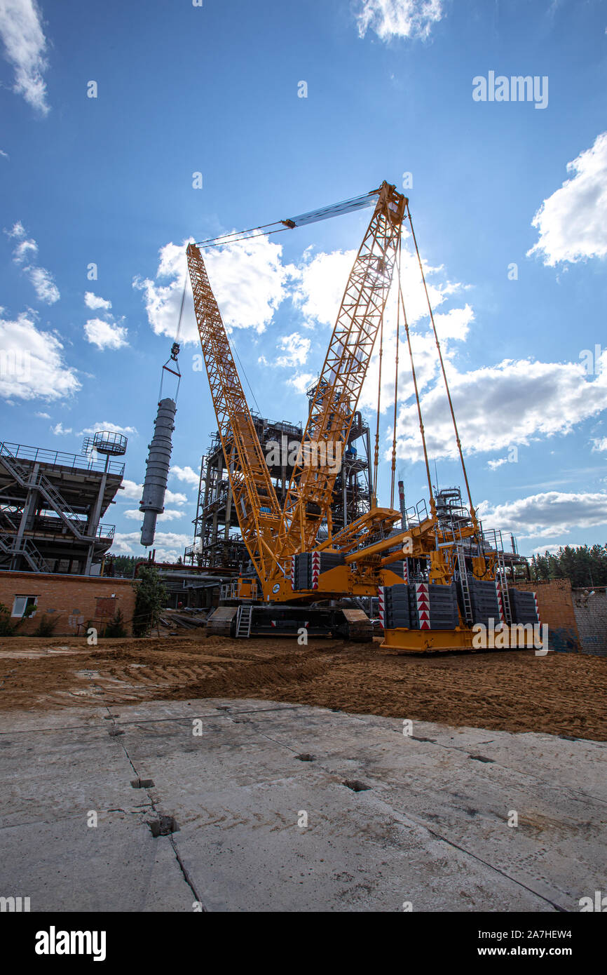 MOSCOW, RUSSIA, 08.2018: The construction of an oil refinery, near ...