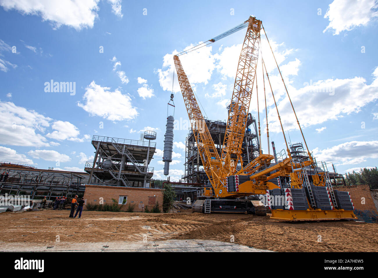 MOSCOW, RUSSIA, 08.2018: The construction of an oil refinery, near ...