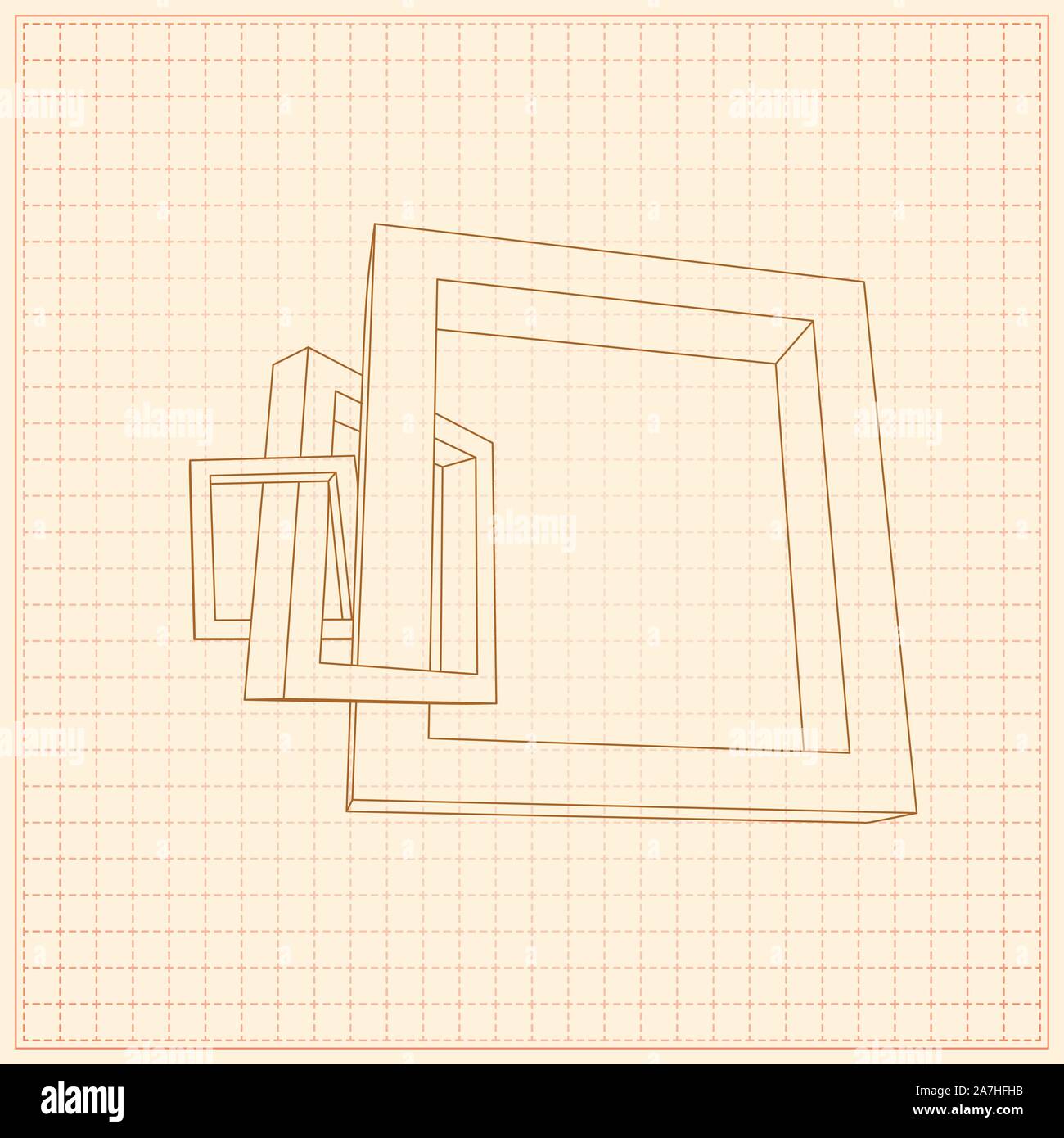 Three rectangular 3D frames blueprint Stock Vector Image & Art - Alamy