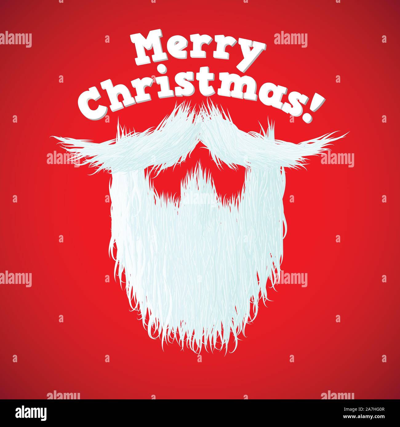 Santa Claus beard with hair and Merry Christmas lettering Stock Vector ...