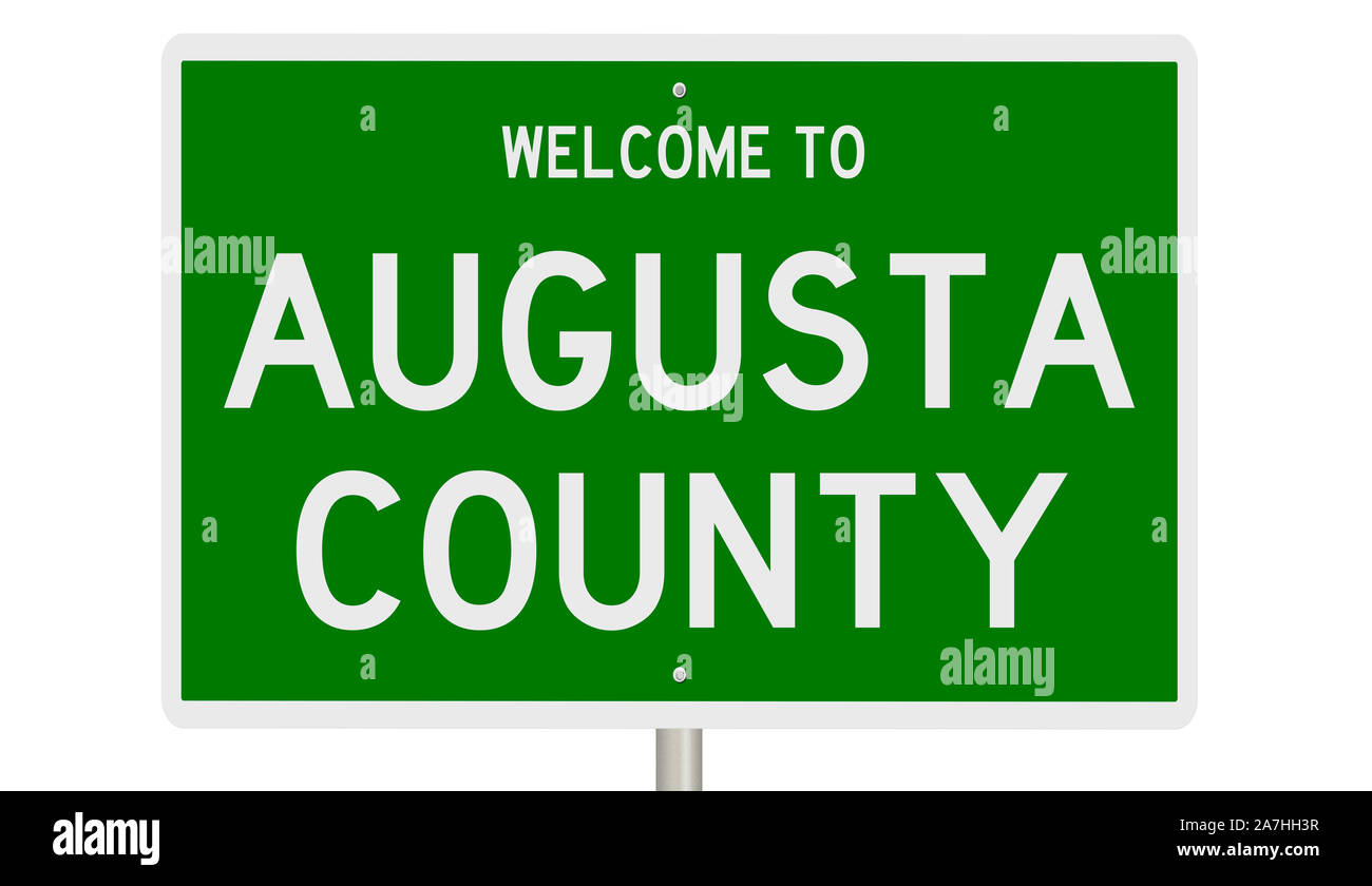 Rendering of a green 3d highway sign for Augusta County Stock Photo - Alamy