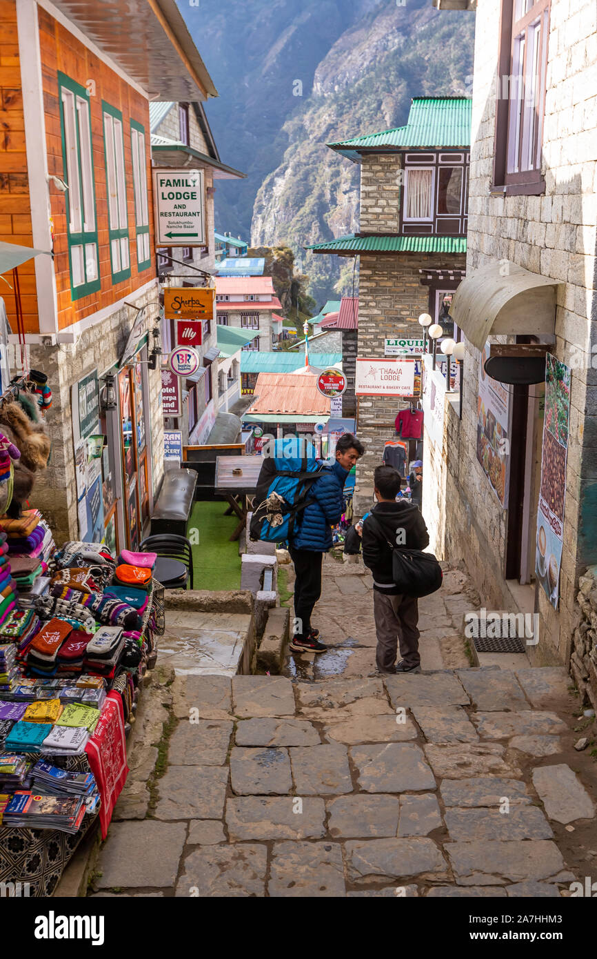 Namche Bazaar village on the way to Everest Base. Nepal. Asia Stock ...