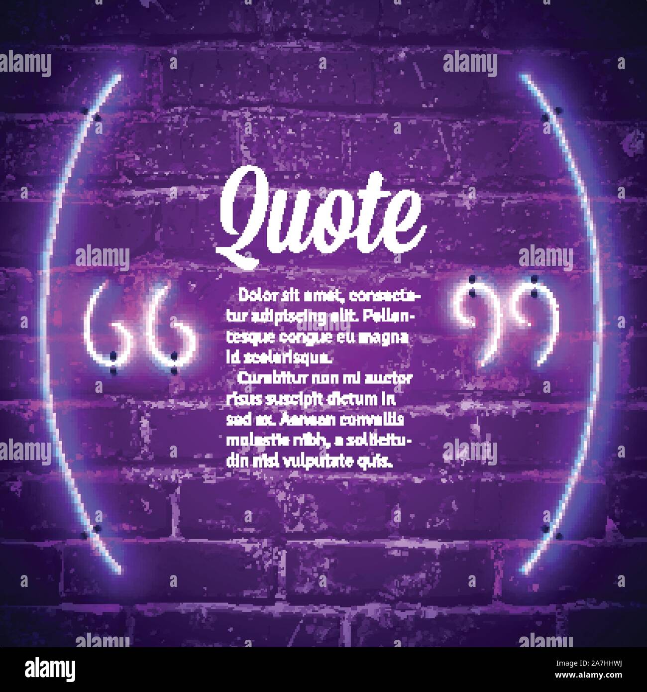 Retro neon glowing quote marks frame on the wall Stock Vector Image ...