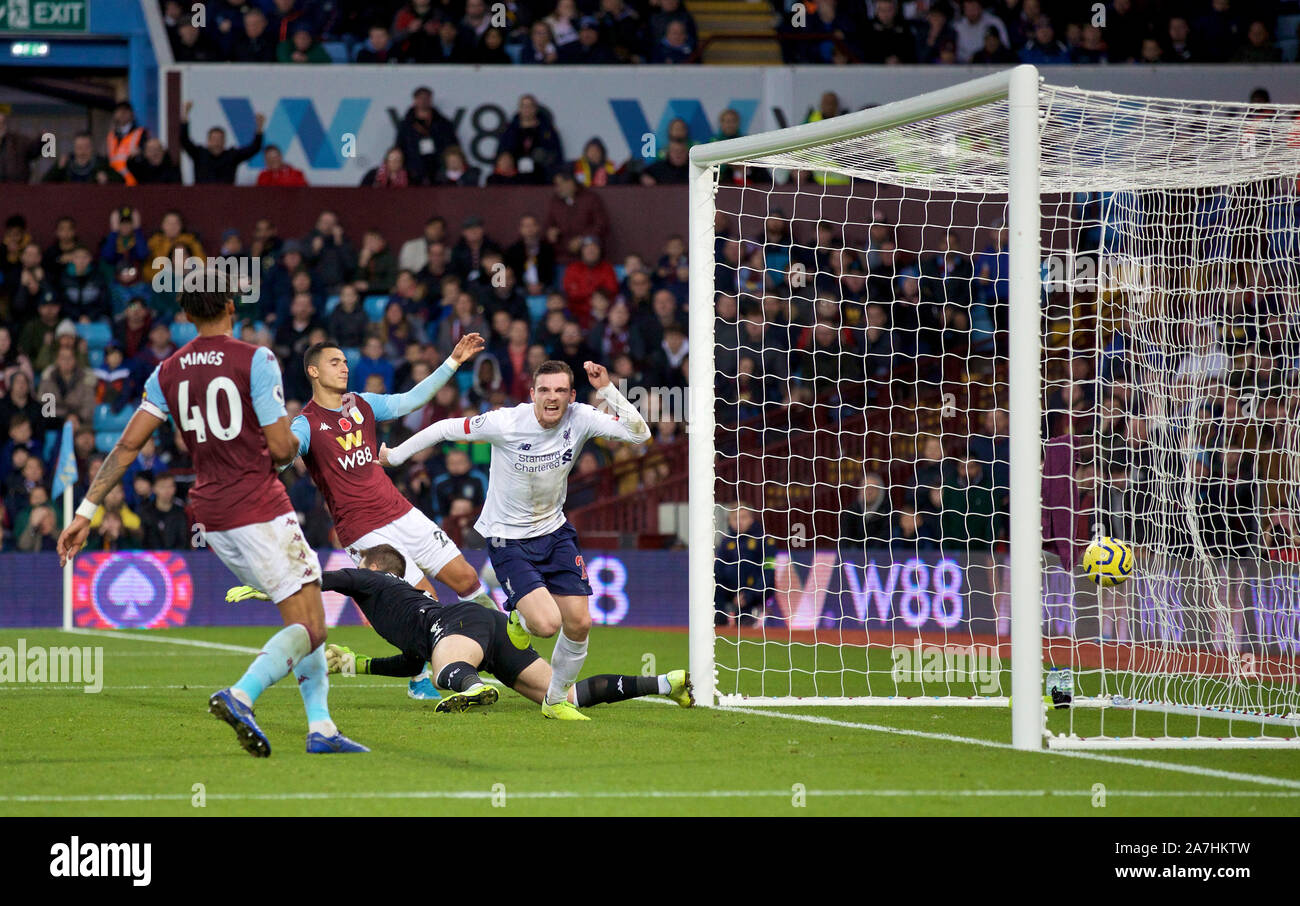 Liverpools andrew robertson celebrates scoring hi-res stock photography ...